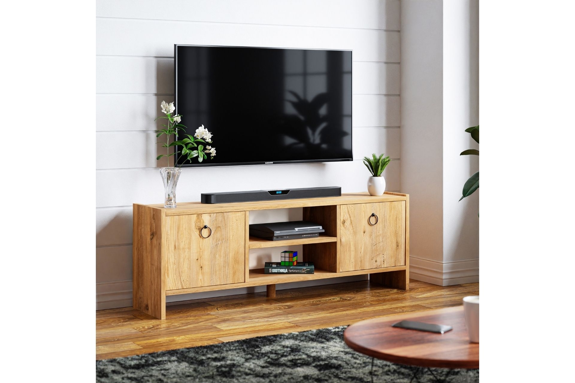 İNTERGO KAPAKLI RAFLI TELEVİZYON SEHPASI, ATLANTİK ÇAM FİYATI - Vivense