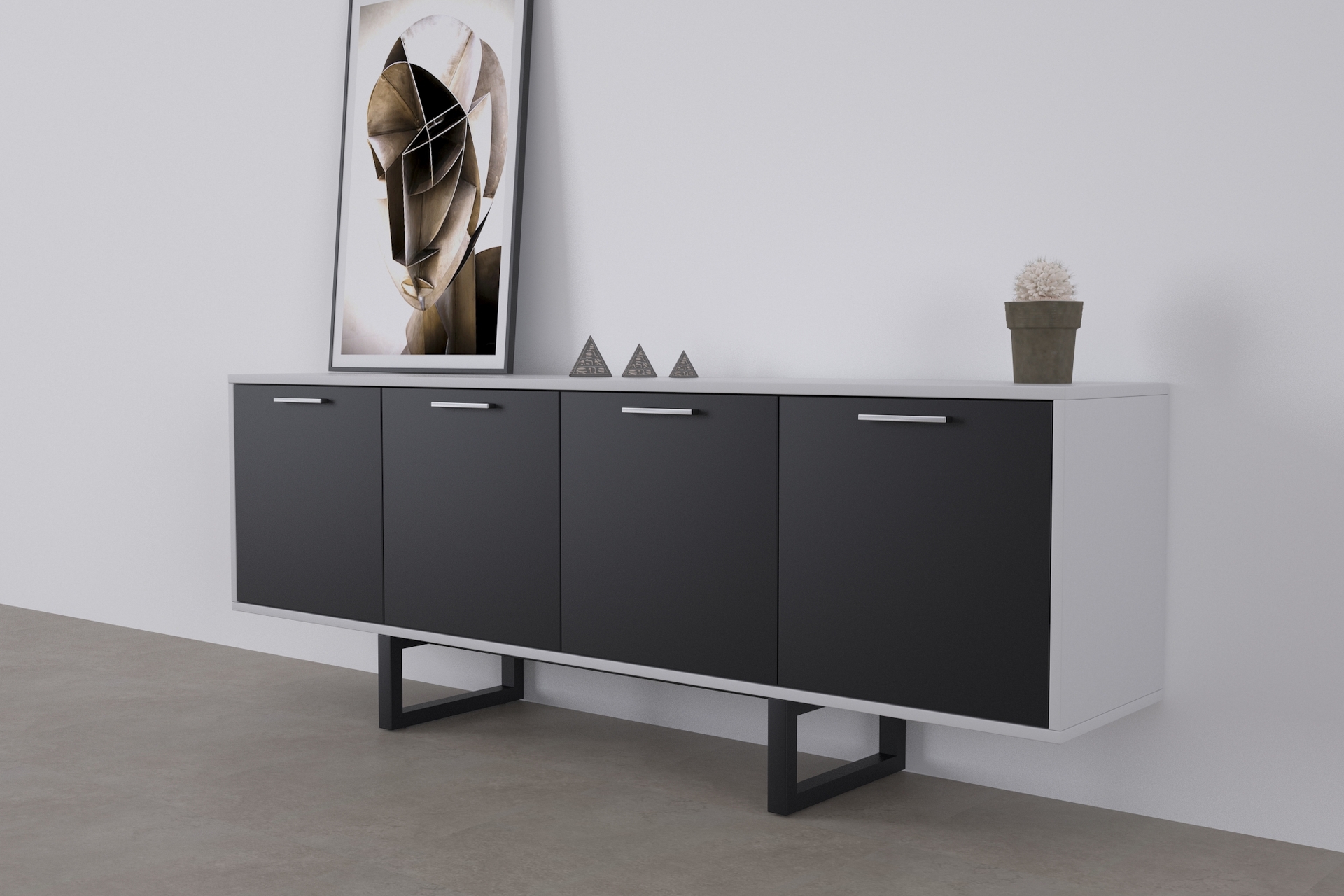 TUUNDESIGN KABİN KONSOL DOLABI, BEYAZ ANTRASİT