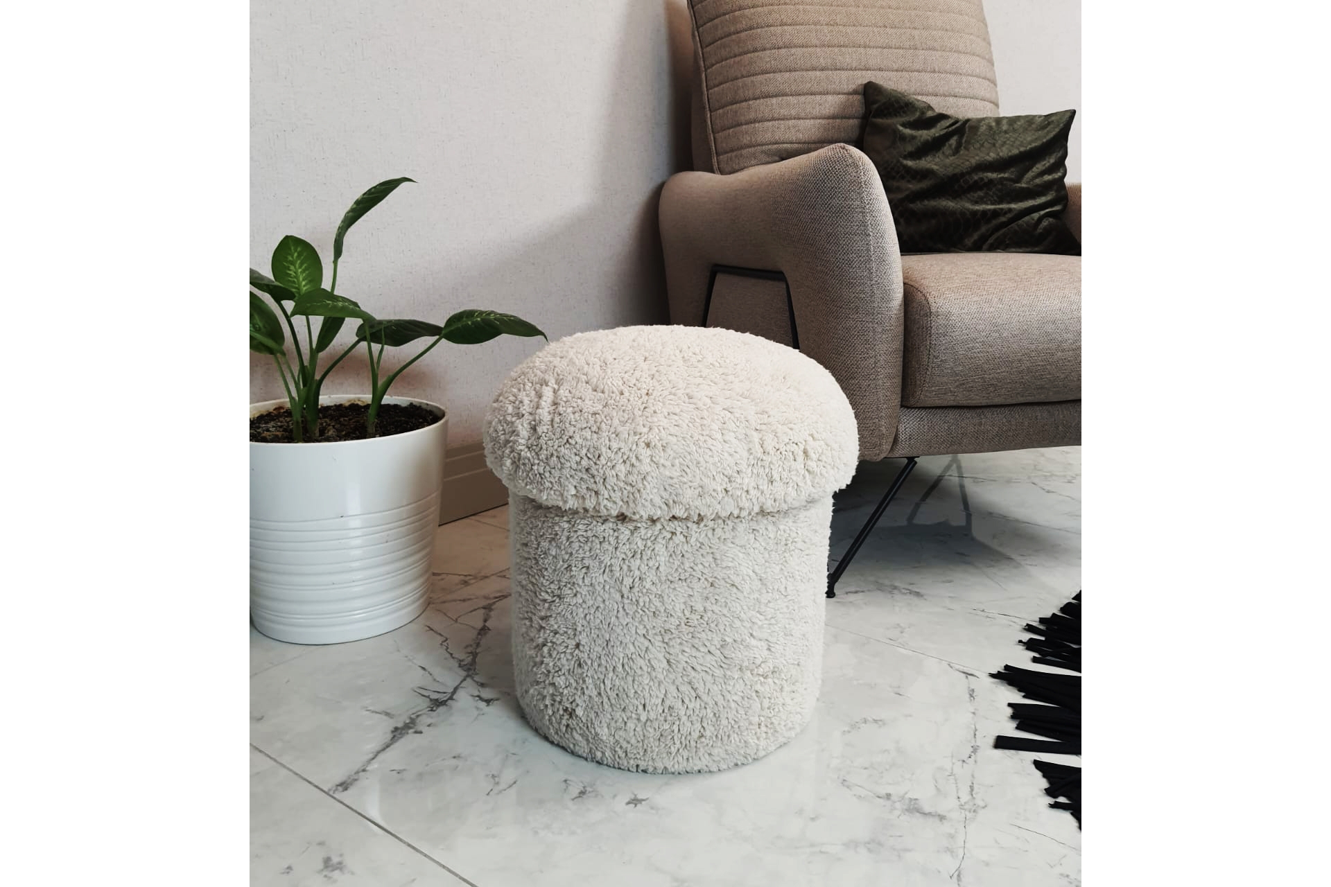 MARKAAWM MANTAR TEDDY PUF, GRİ FİYATI - Vivense