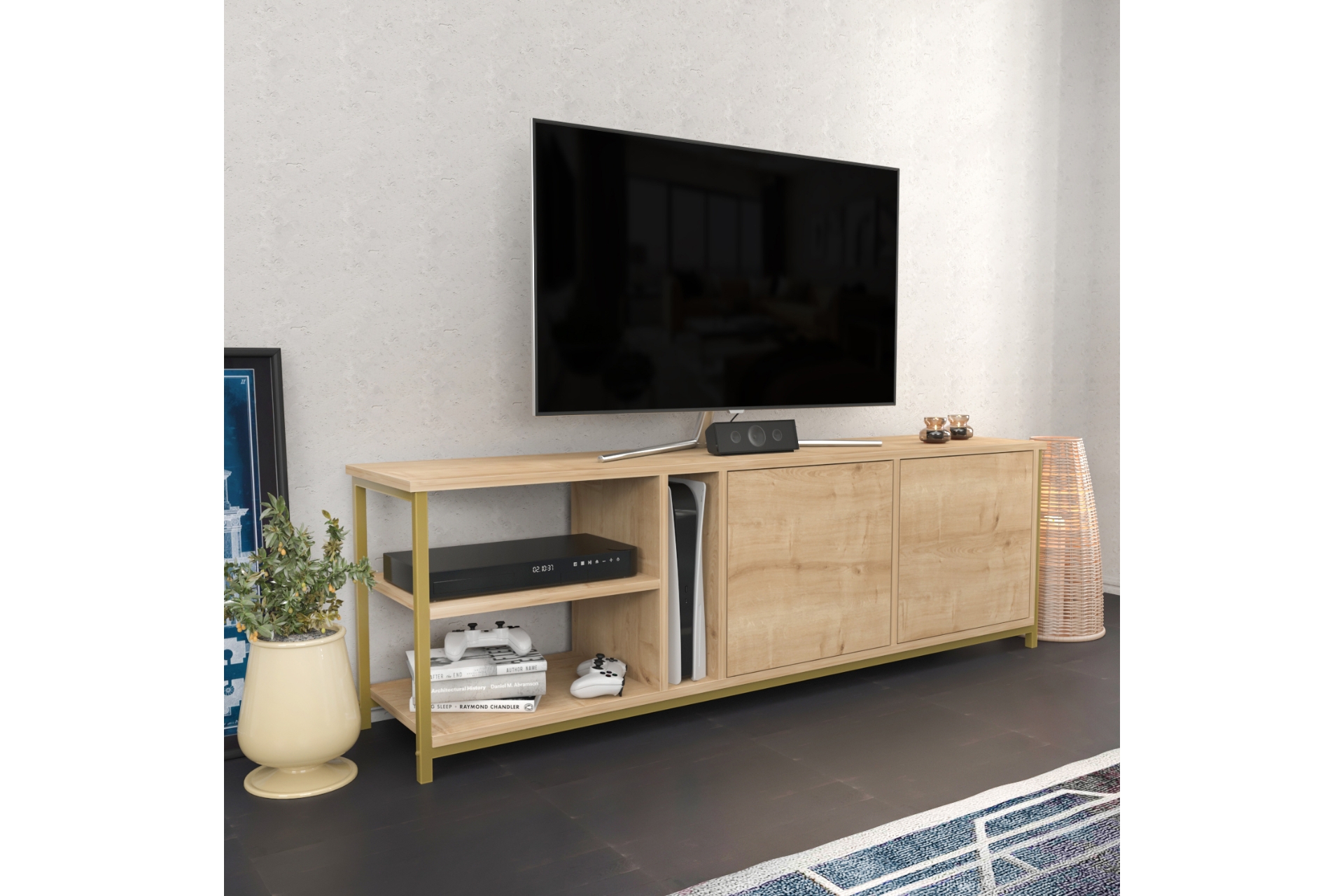 DECOROTİKA PRİMROSE TV ÜNİTESİ, SAFİRMEŞE GOLD