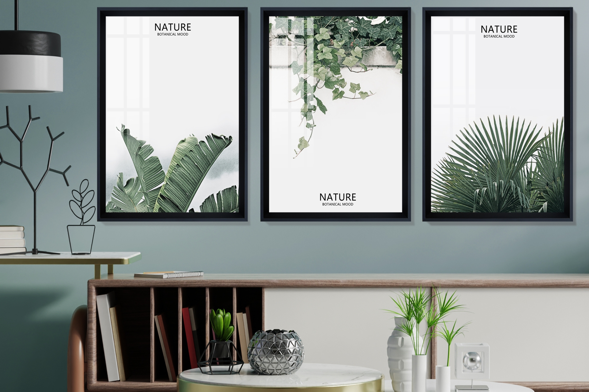 NATURE BOTANİCAL MOOD TABLO SETİ, SİYAH ÇERÇEVE, 33X48 FİYATI - Vivense
