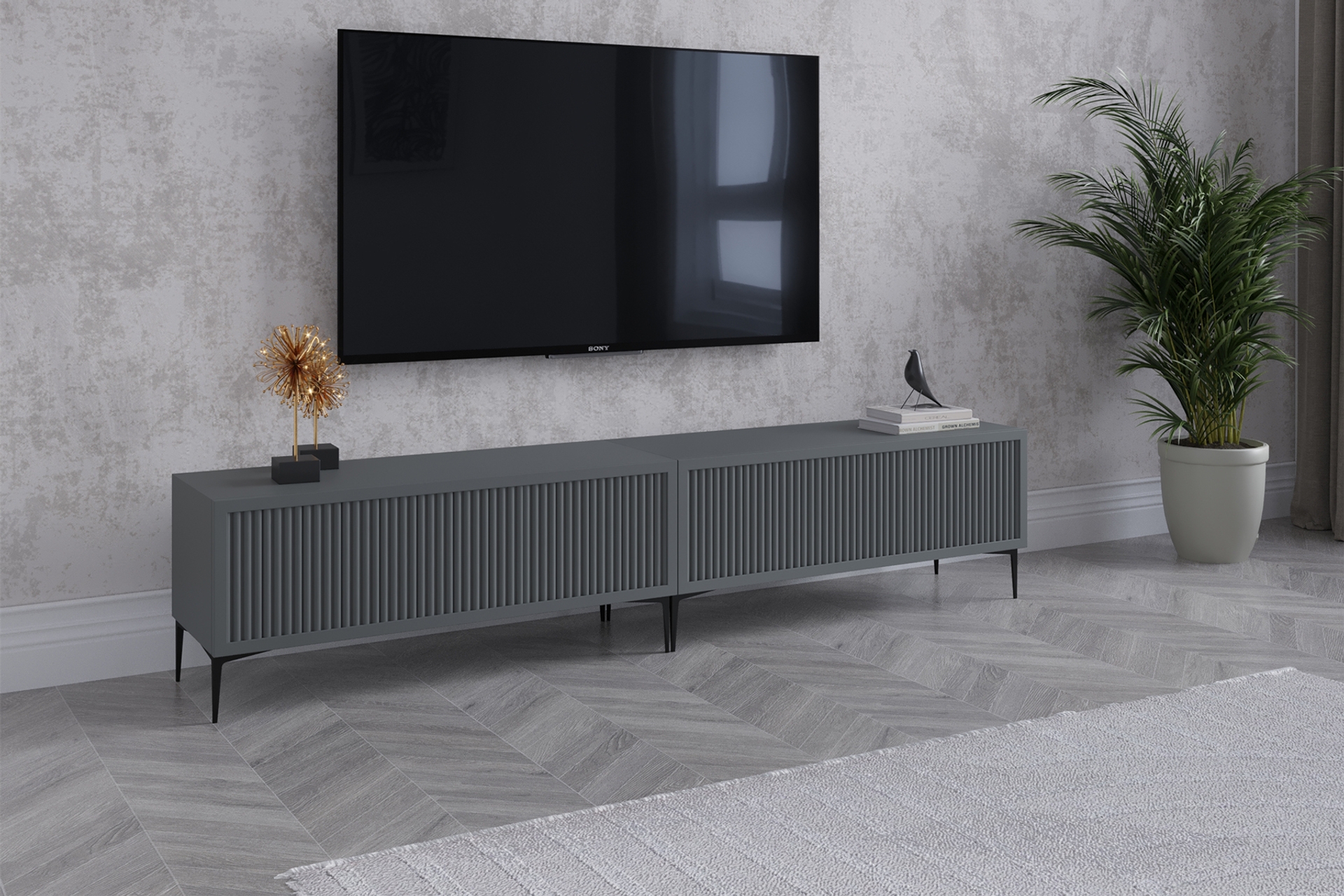 OLA L TV ÜNİTESİ, GRİ FİYATI - Vivense