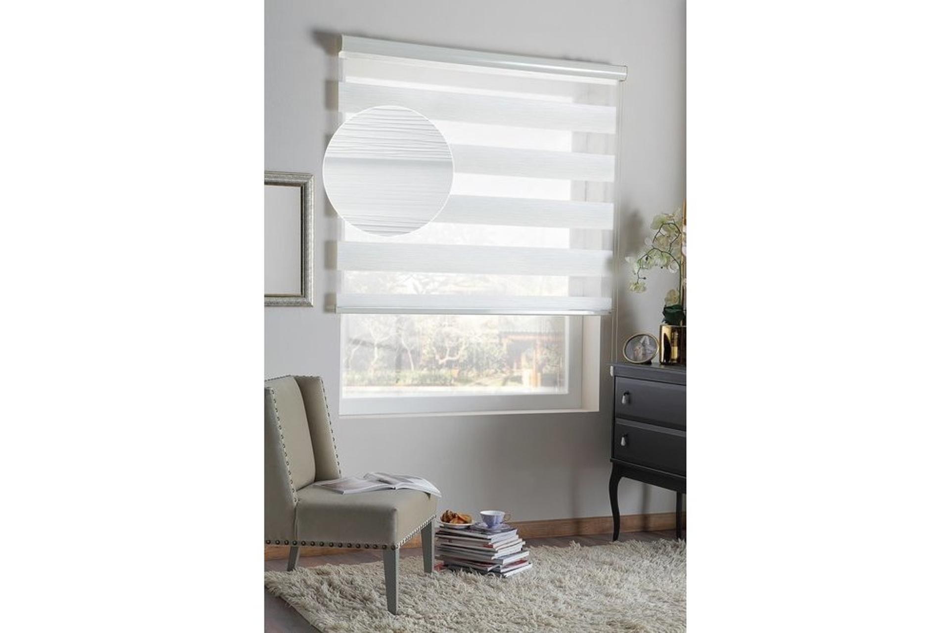TAÇ PLİSELİ BEYAZ ZEBRA PERDE 200 200X200