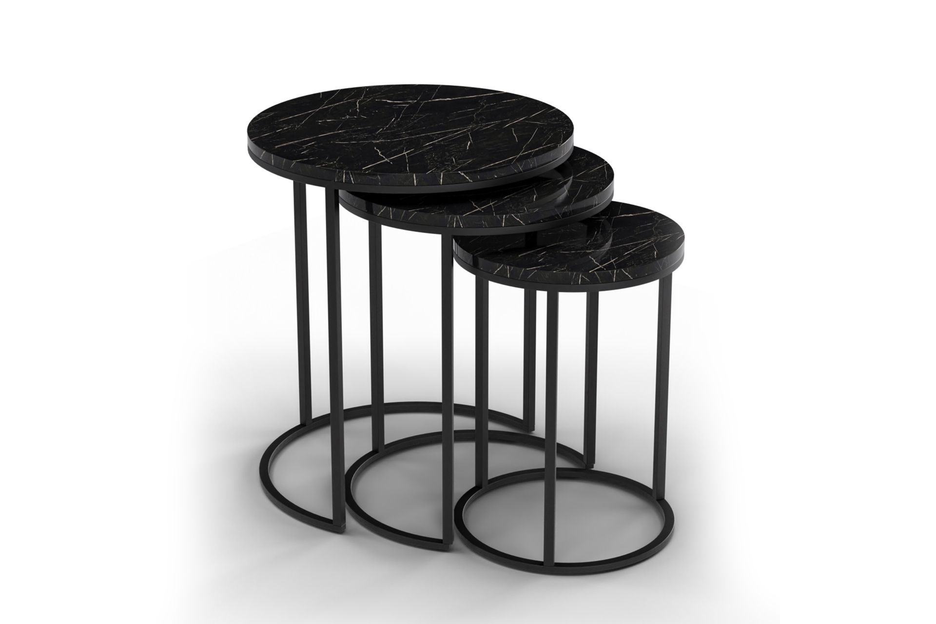 OPERA METAL AYAKLI ZİGON SEHPA AE6001, YUVARLAK, ÜÇLÜ, SİYAH SİYAH ...