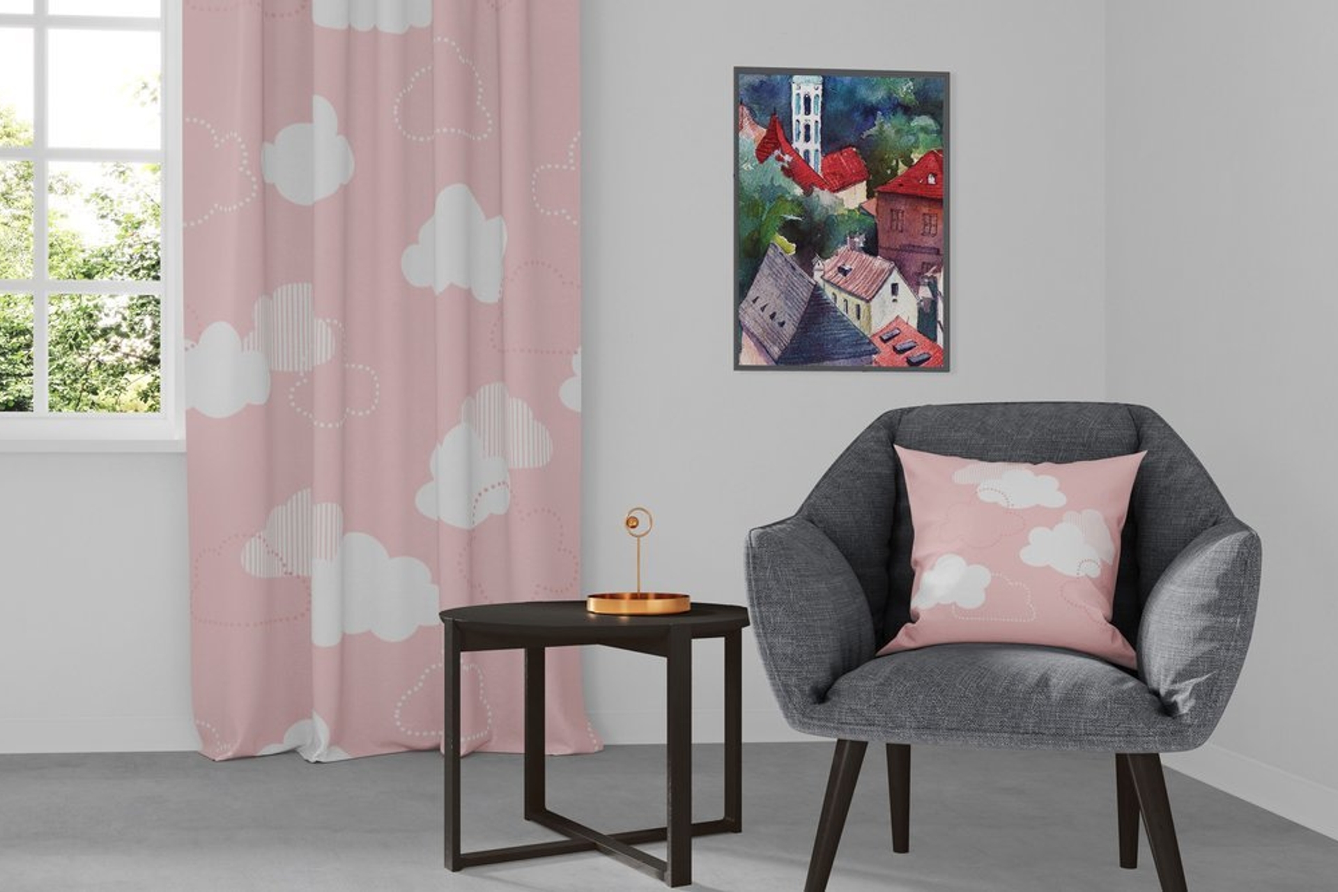 BULUTLAR PEMBE FON PERDE FİYATI - Vivense