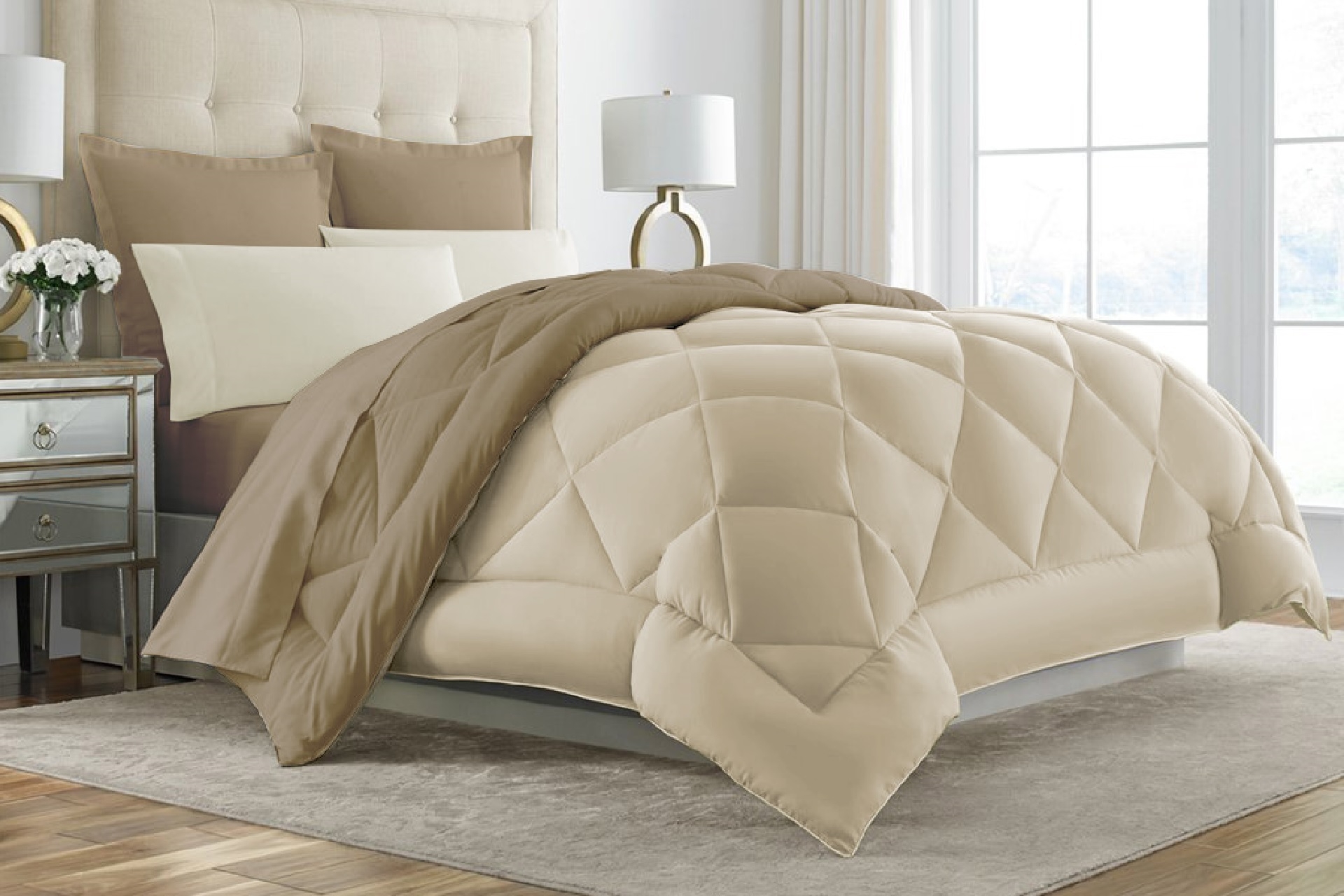 ALLA TURCA ÇİFT TARAFLI TEK KİŞİLİK YORGAN, SİLİKON, SÜTLÜKAHVE KREM ...