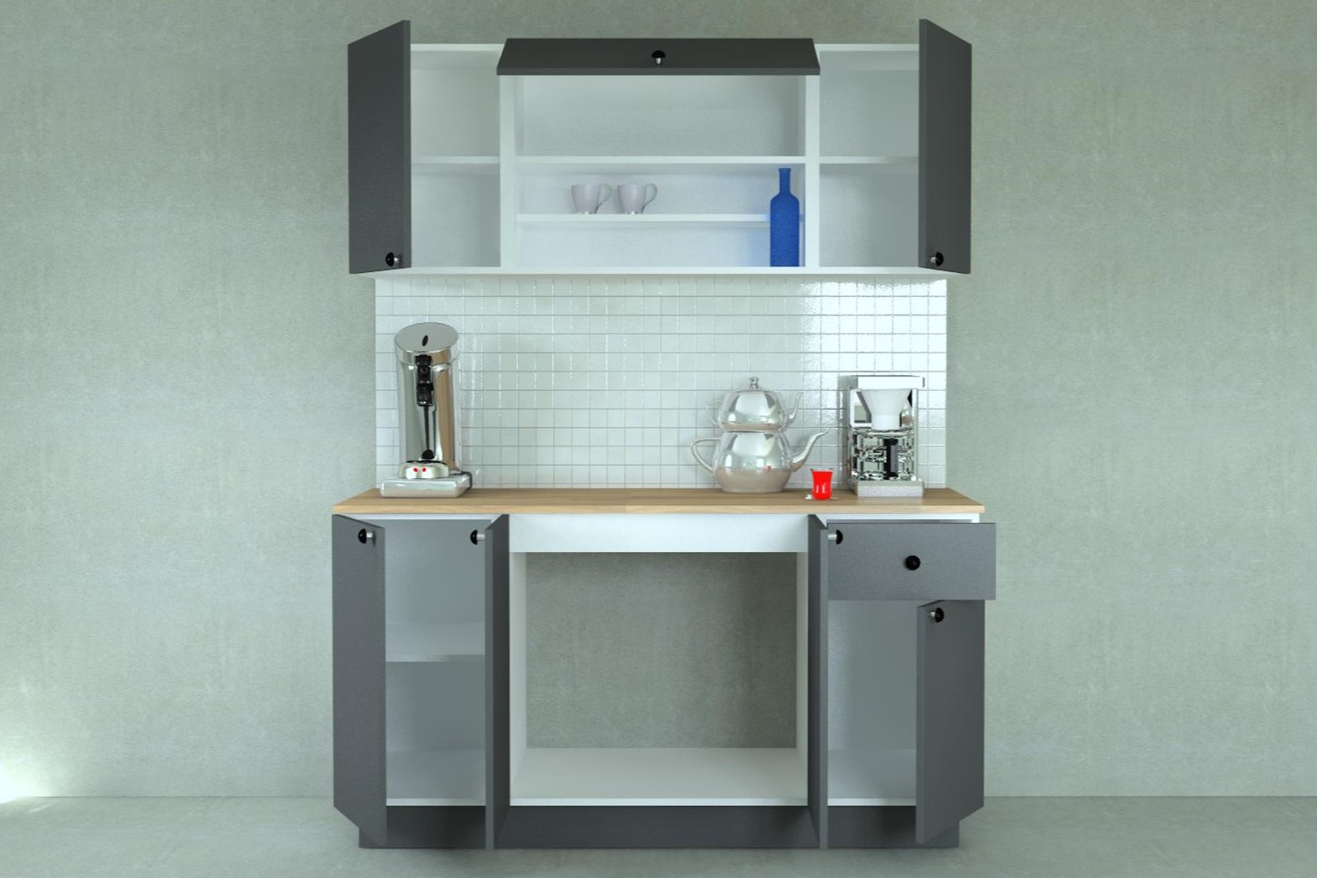 ANM HAZIR MUTFAK DOLABI, ANTRASİT, 160 CM FİYATI - Vivense