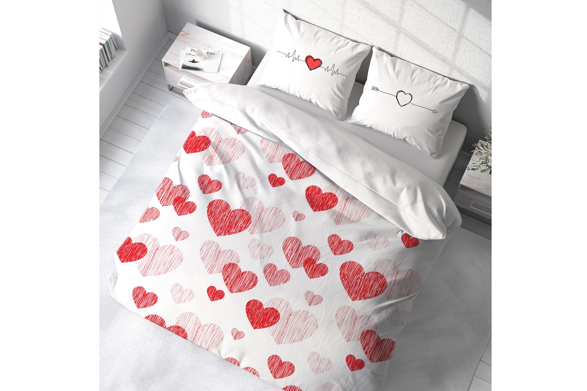 SEVGİLİLER GÜNÜ LOVE KALP DESENLİ ÇİFT KİŞİLİK NEVRESİM TAKIMI FİYATI ...