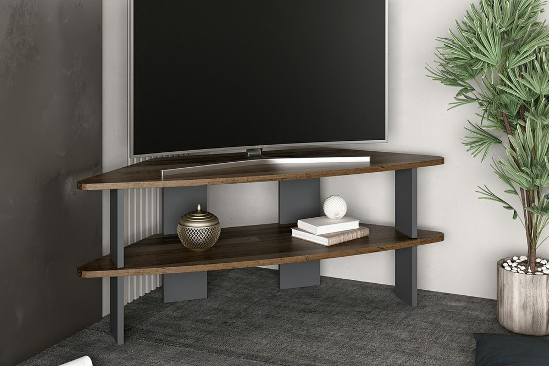 EGRA KÖŞE TV ÜNİTESİ OLD STYLE ANTRASİT FİYATI - Vivense