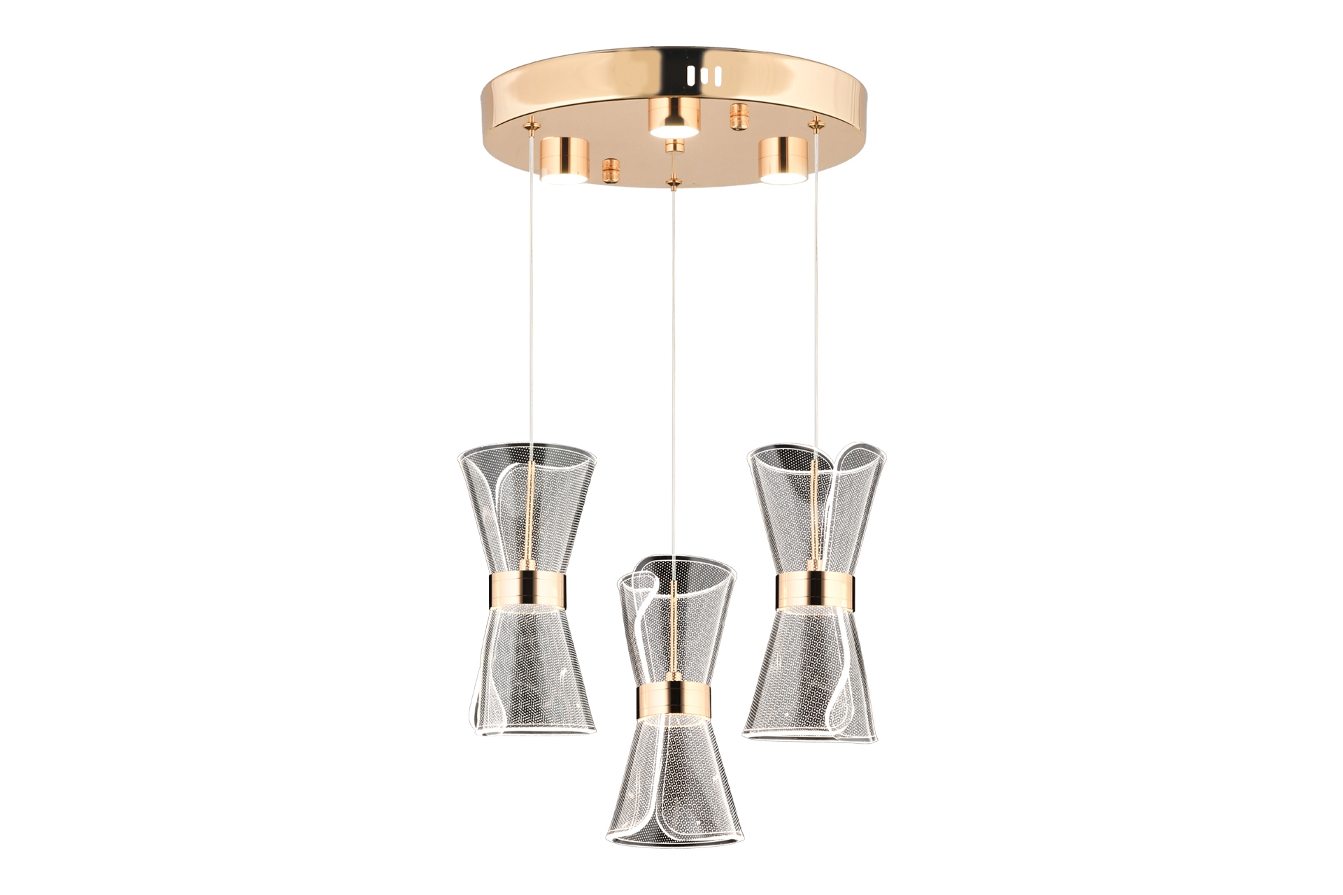 HARDY ÜÇLÜ YUVARLAK KRİSTAL LEDLİ SARKIT AVİZE, GOLD FİYATI - Vivense