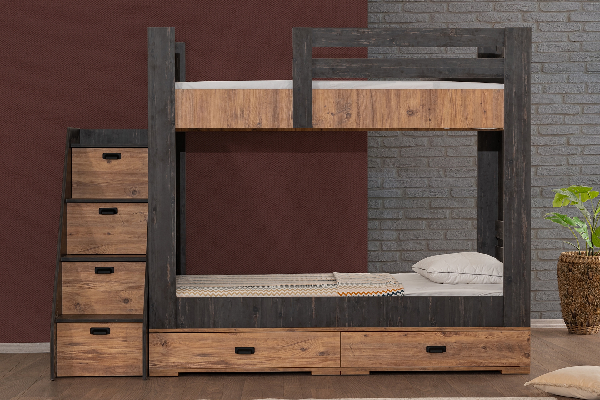 PALLET ÇEKMECELİ MERDİVENLİ RANZA, 90X190 FİYATI - Vivense