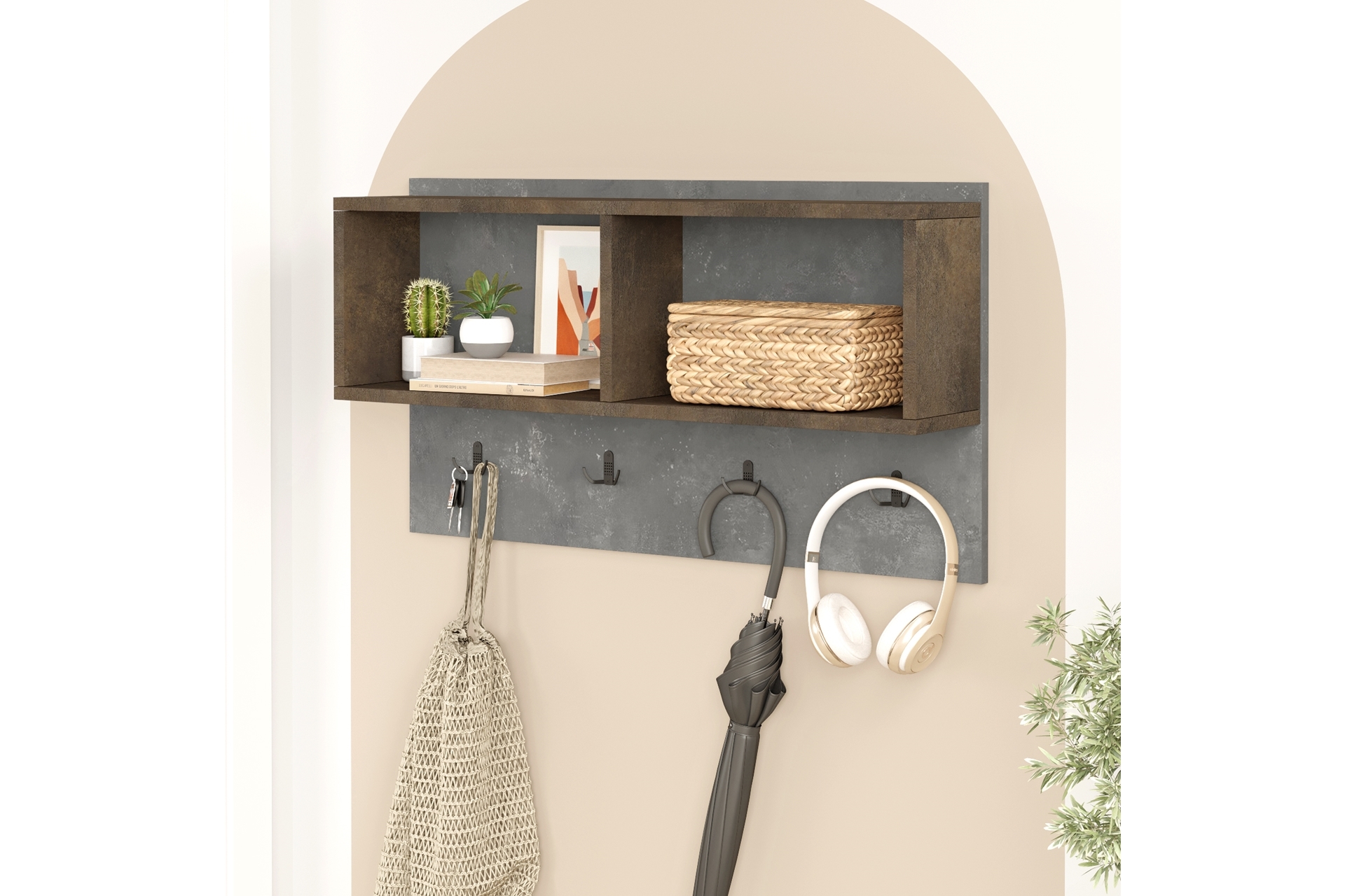 YURUDESİGN BRİAN DUVAR ASKISI, BETON GRİ