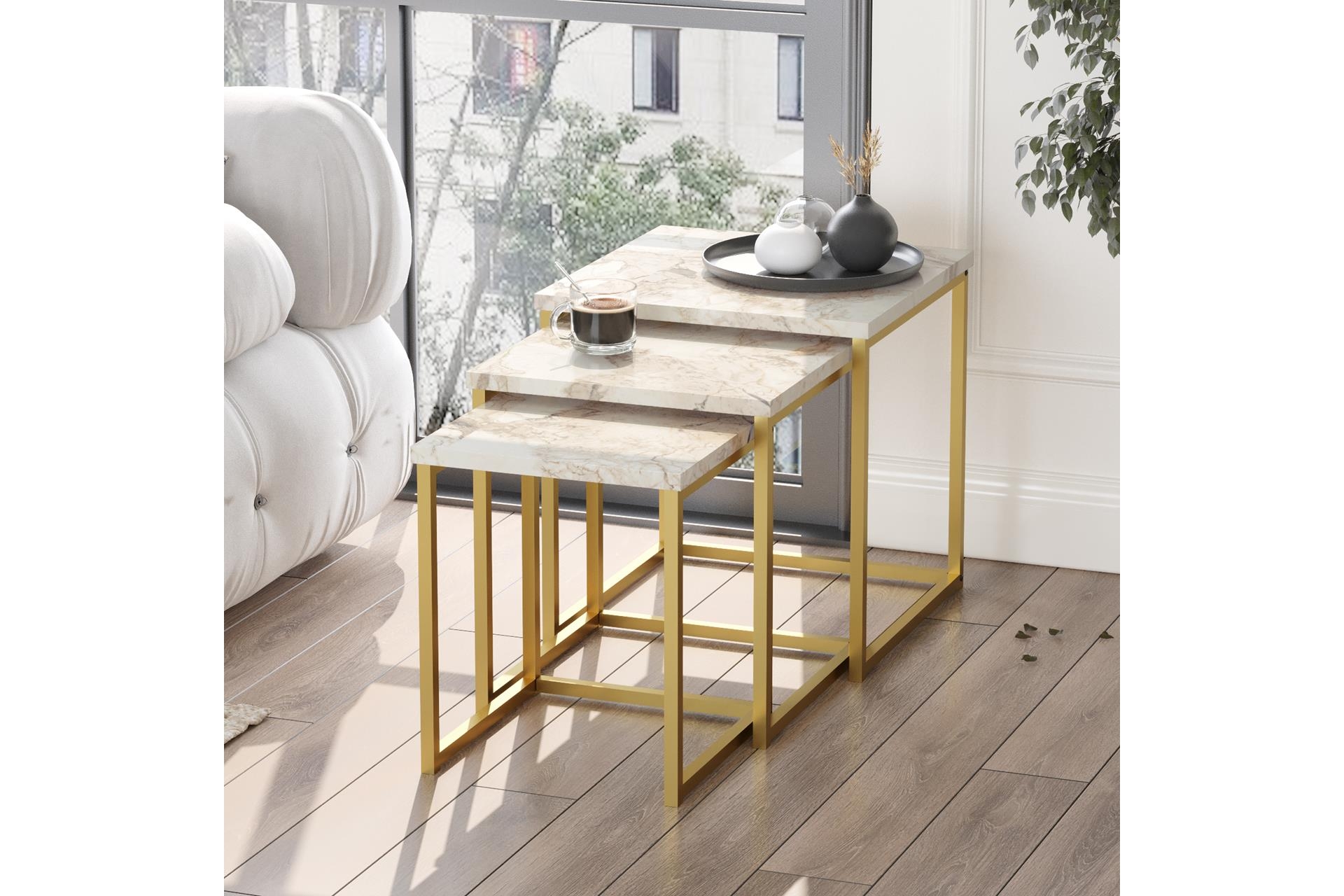 ATLANTİS METAL ZİGON, GOLD MERMER DESEN, ÜÇLÜ FİYATI - Vivense