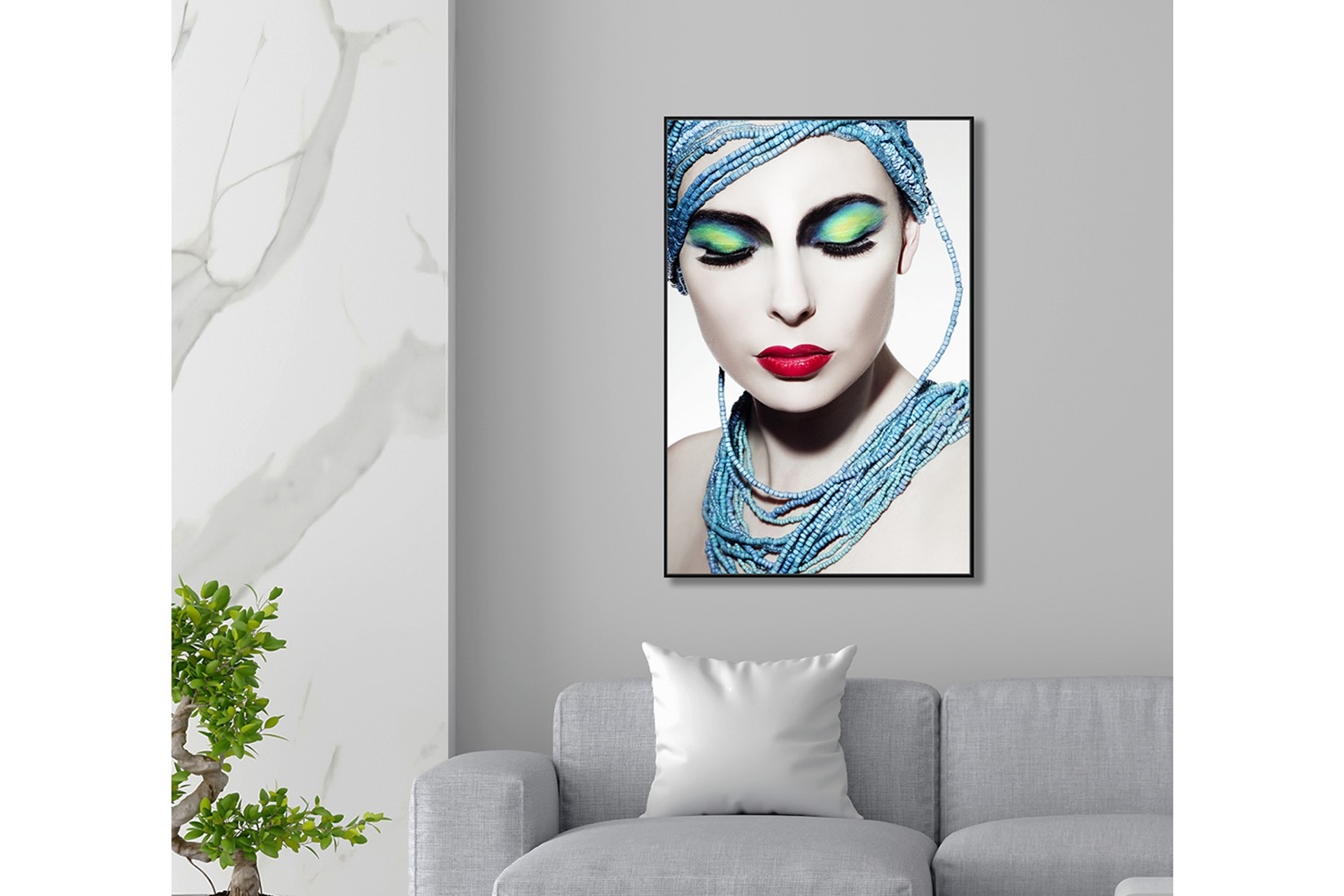 MAVİLİ KADIN AKRİLİK TABLO, 80X120 FİYATI - Vivense