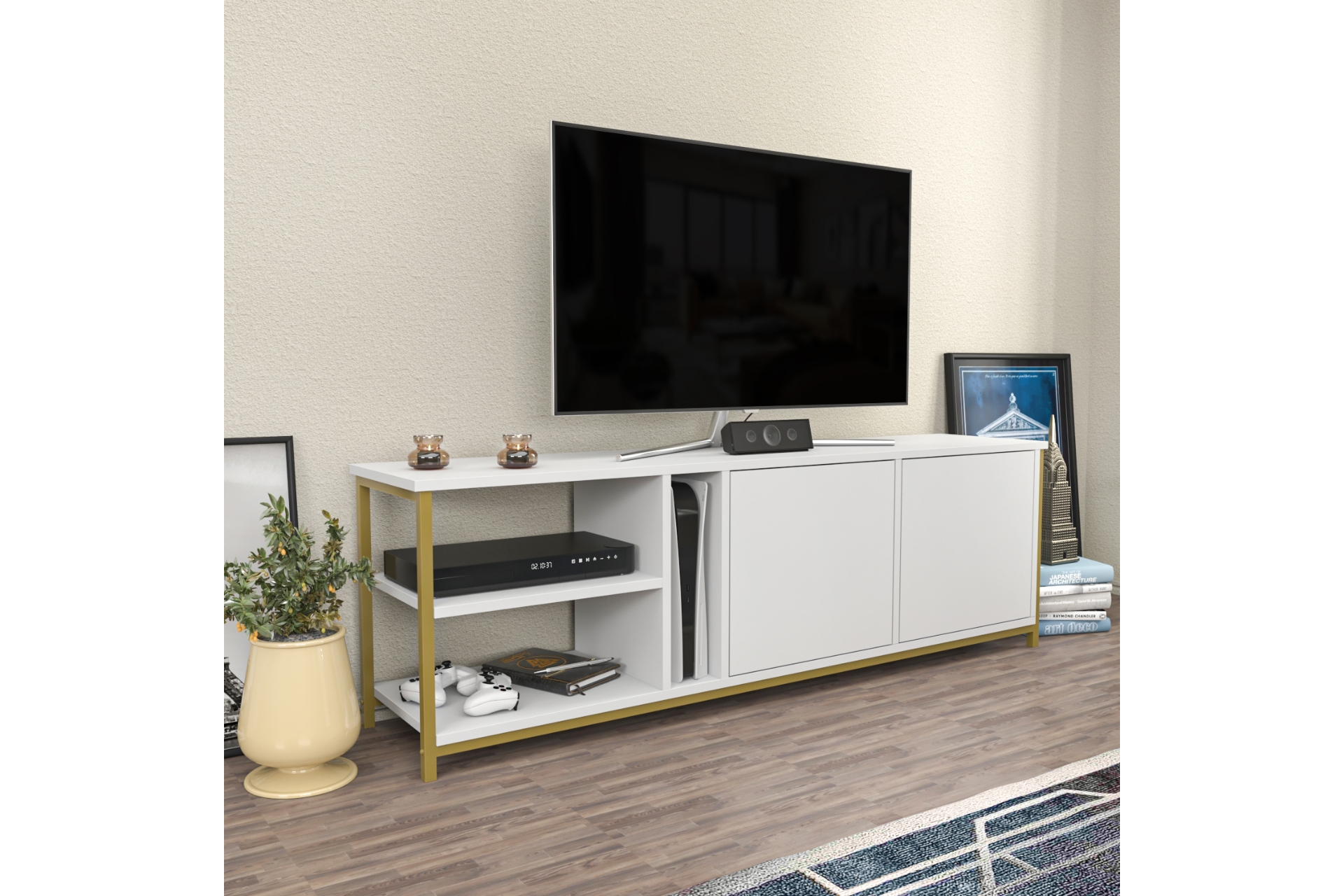 DECOROTİKA PRİMROSE TV ÜNİTESİ, BEYAZ GOLD FİYATI - Vivense