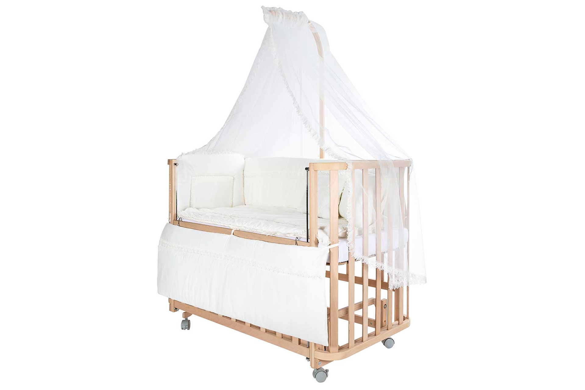 BABY TECH MODERN ANNE YANI NATUREL SALLANIR TEKERLEKLİ BEŞİK, KREM UYKU ...