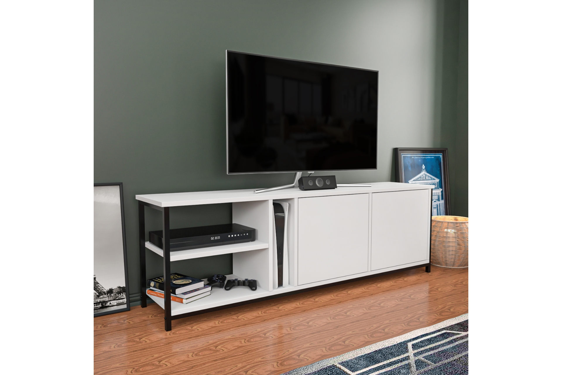 DECOROTİKA PRİMROSE TV ÜNİTESİ, SİYAH BEYAZ