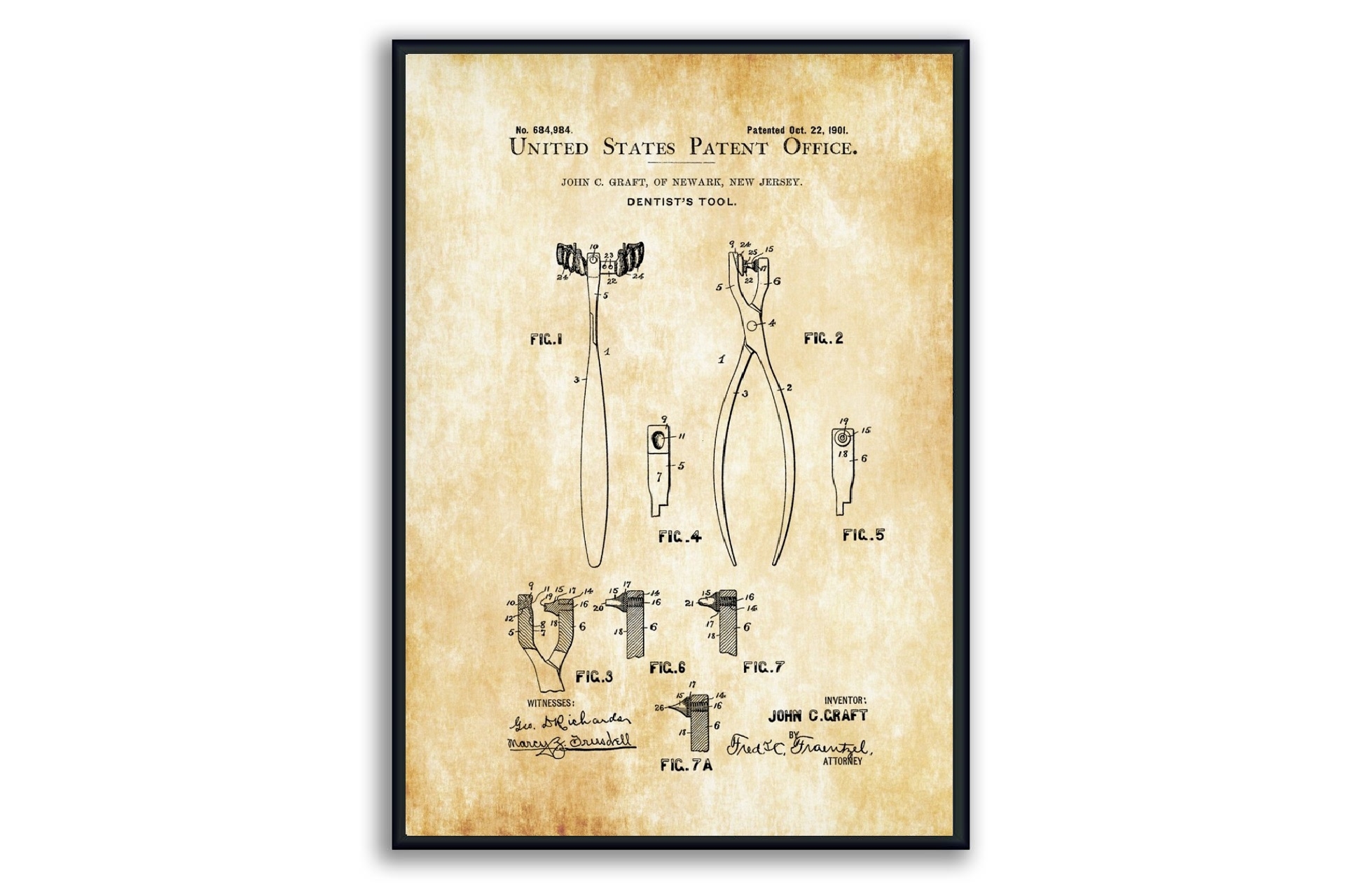 DENTAL PATENT FRANK RAY VINTAGE KANVAS SET, 50X70