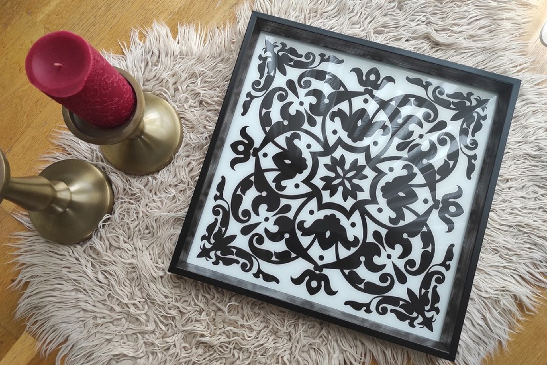 ARTE CASERO CAM BASKI MANDALA TEPSİ 40X40 CM FİYATI - Vivense