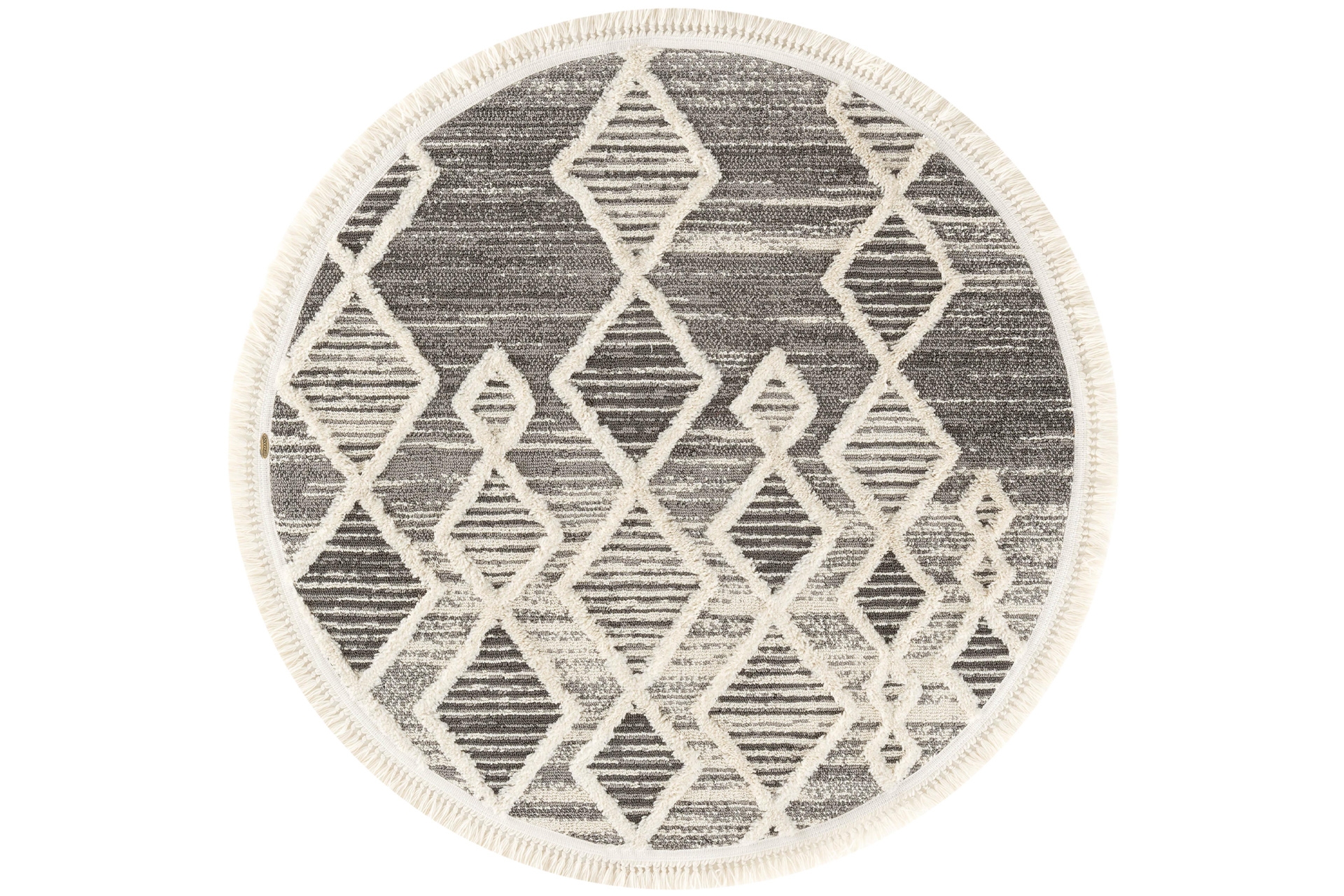 COOL HALI MODERN DOKUMA YUVARLAK SALON HALISI ENTİ STEP 2206 GRİ, 160X160
