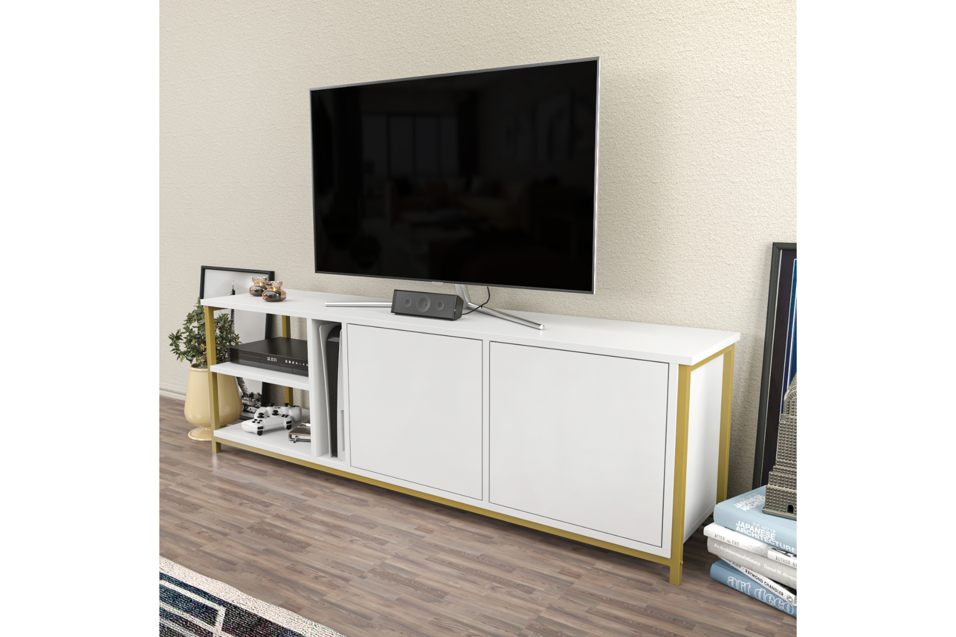 DECOROTİKA PRİMROSE TV ÜNİTESİ, BEYAZ GOLD FİYATI - Vivense