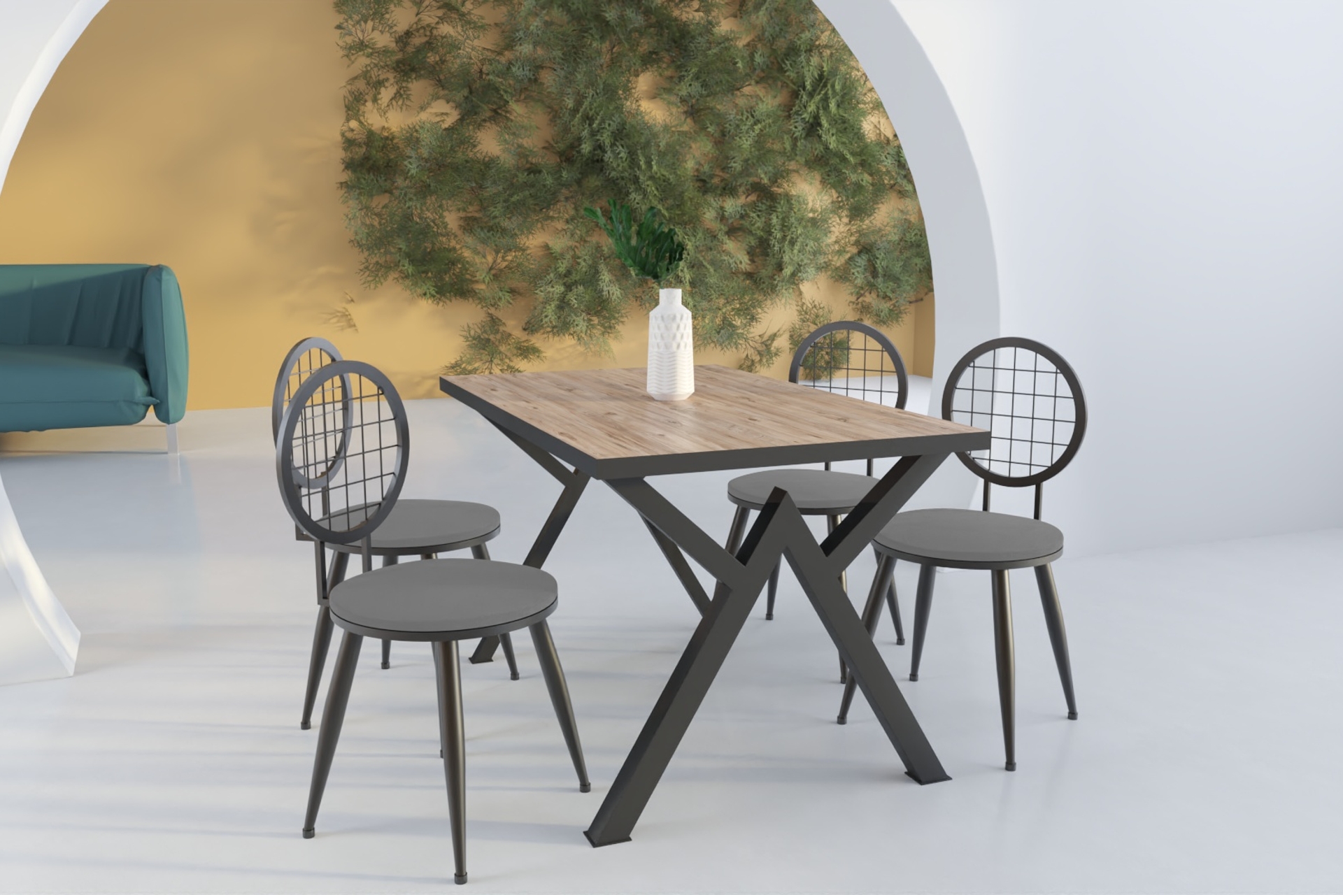 WOOD HOSE DİVA MUTFAK MASA TAKIMI, ÇAM GRİ FİYATI - Vivense