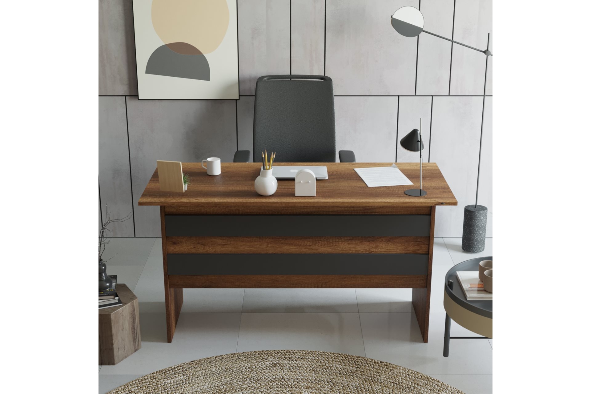 ROBİN HOME VERONA OFİS BÜRO MASA TAKIMI MAKAM TAKIMI, BAROK GRİ, VO18 ...