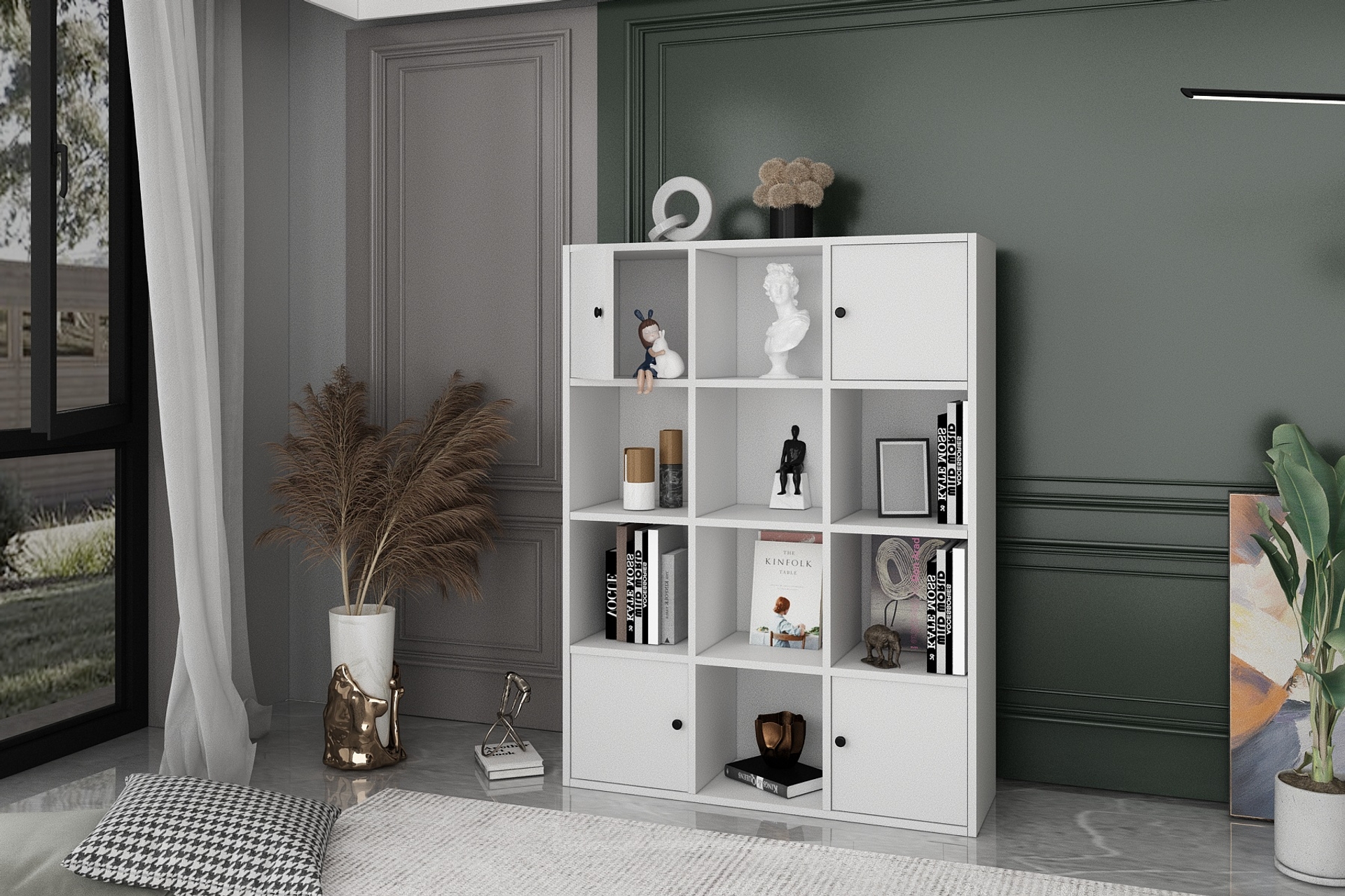 BKCONCEPT 4 KAPAKLI RAFLI KİTAPLIK, 97 CM, BEYAZ, KTP-1060-Ç FİYATI ...