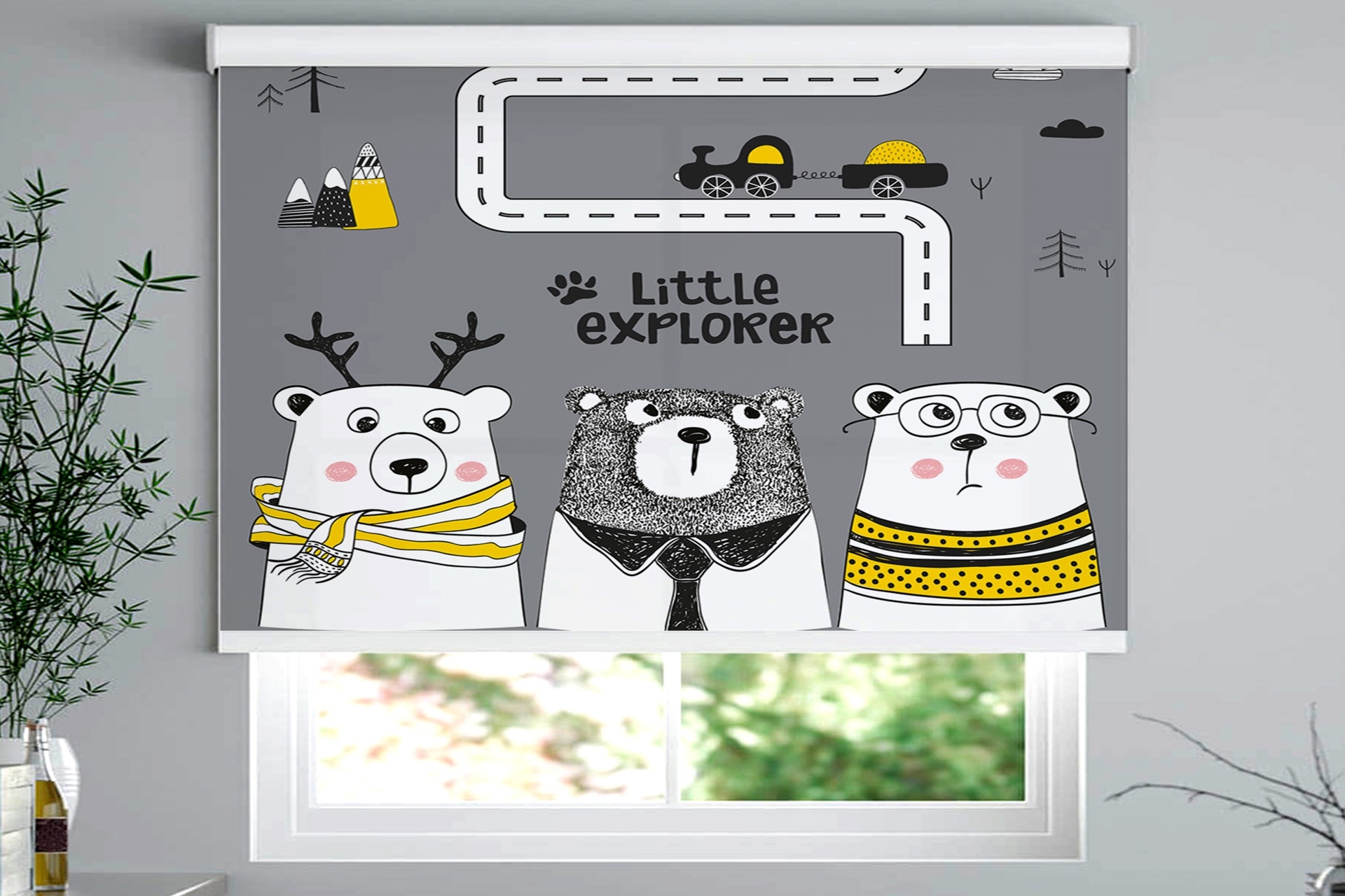 ÜÇ TATLI AYI DESENLİ DİJİTAL BASKILI ÇOCUK ODASI STORE PERDE 160X200
