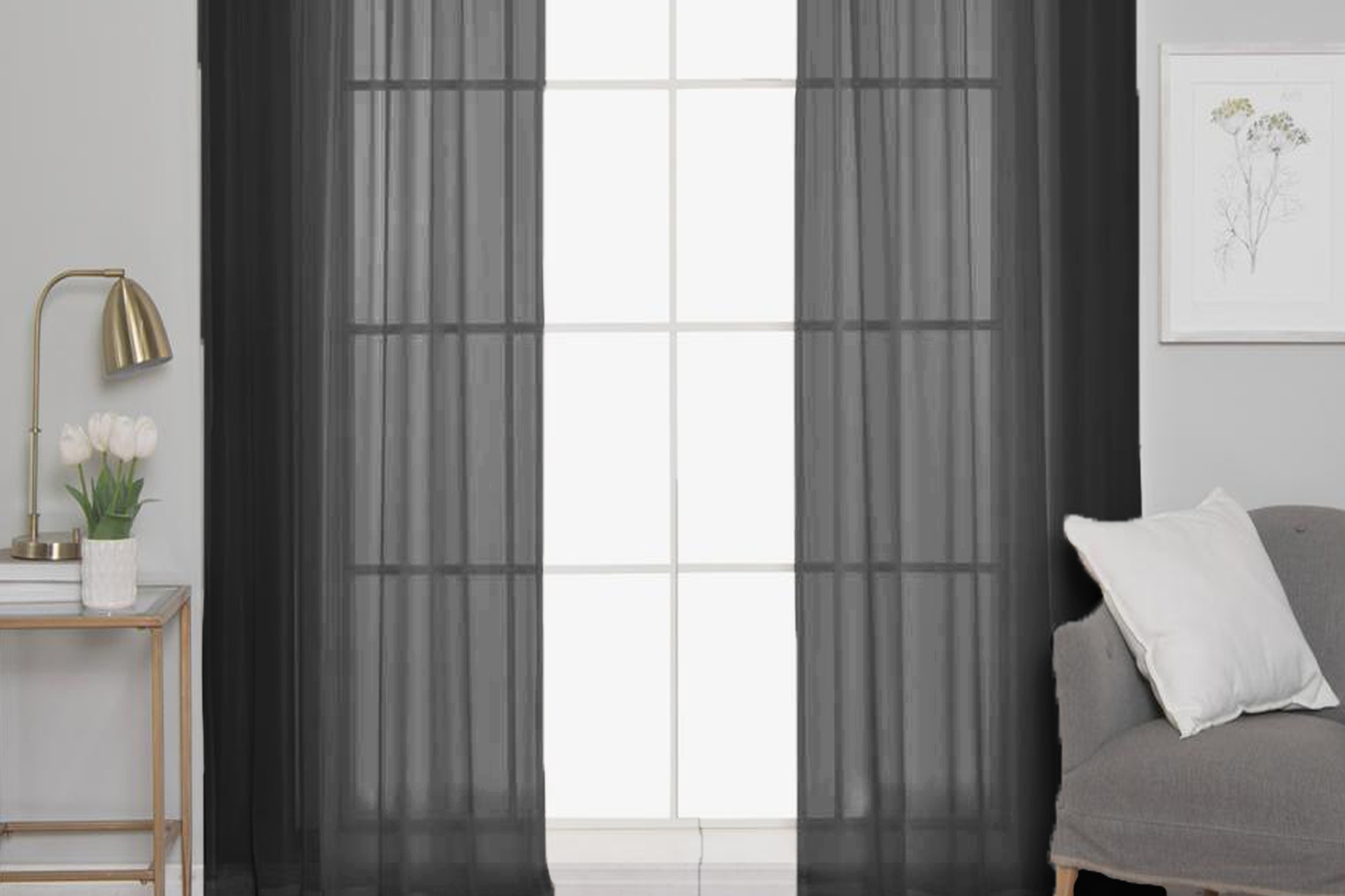 JAPPE MARİNO DOKUMA MODERN ÖRME TÜL PERDE, SİYAH, 200X260 FİYATI - Vivense