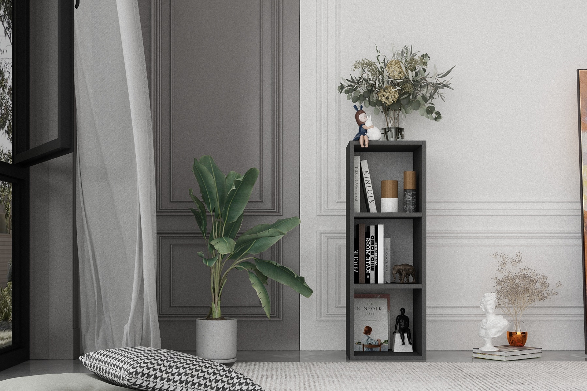 BKCONCEPT RAFLI KİTAPLIK, ANTRASİT, 35 CM, KTP-1007 FİYATI - Vivense