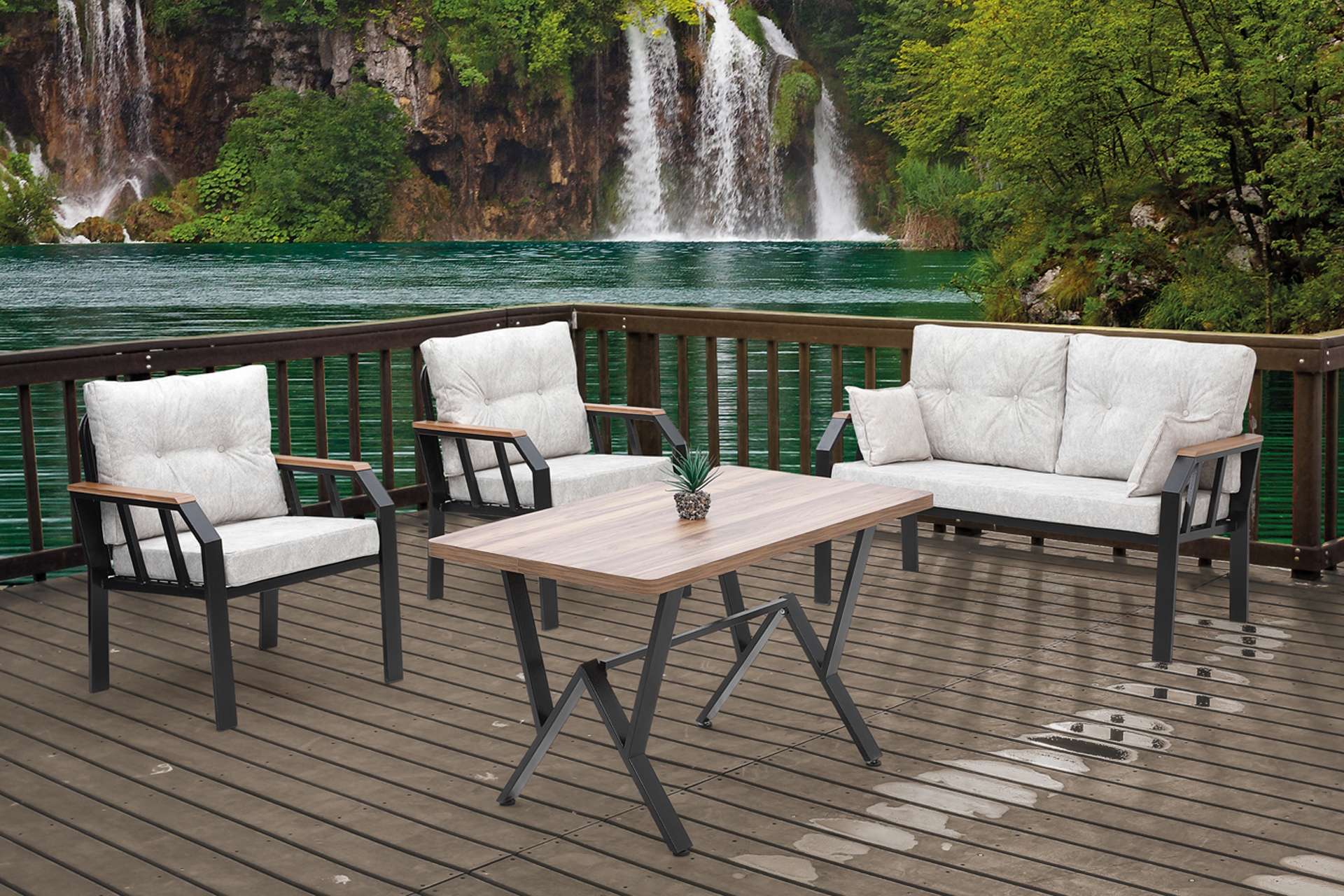 TU TİENDA NERGİZ BAHÇE BALKON TAKIMI, KREM