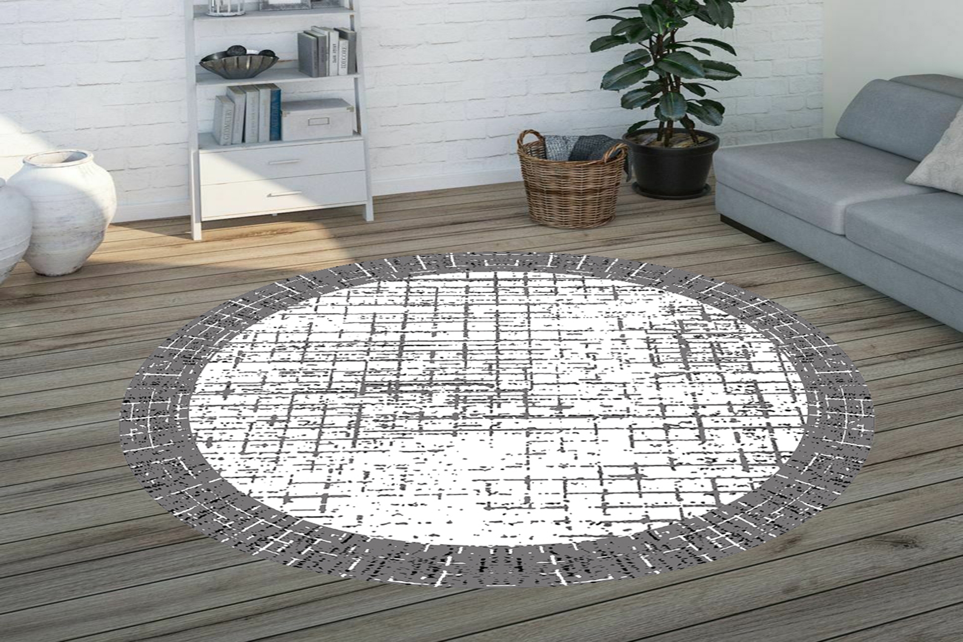 ROVİGO HOME DERİ TABAN YUVARLAK SALON HALISI RVG3332-HS209, 100X100 CM