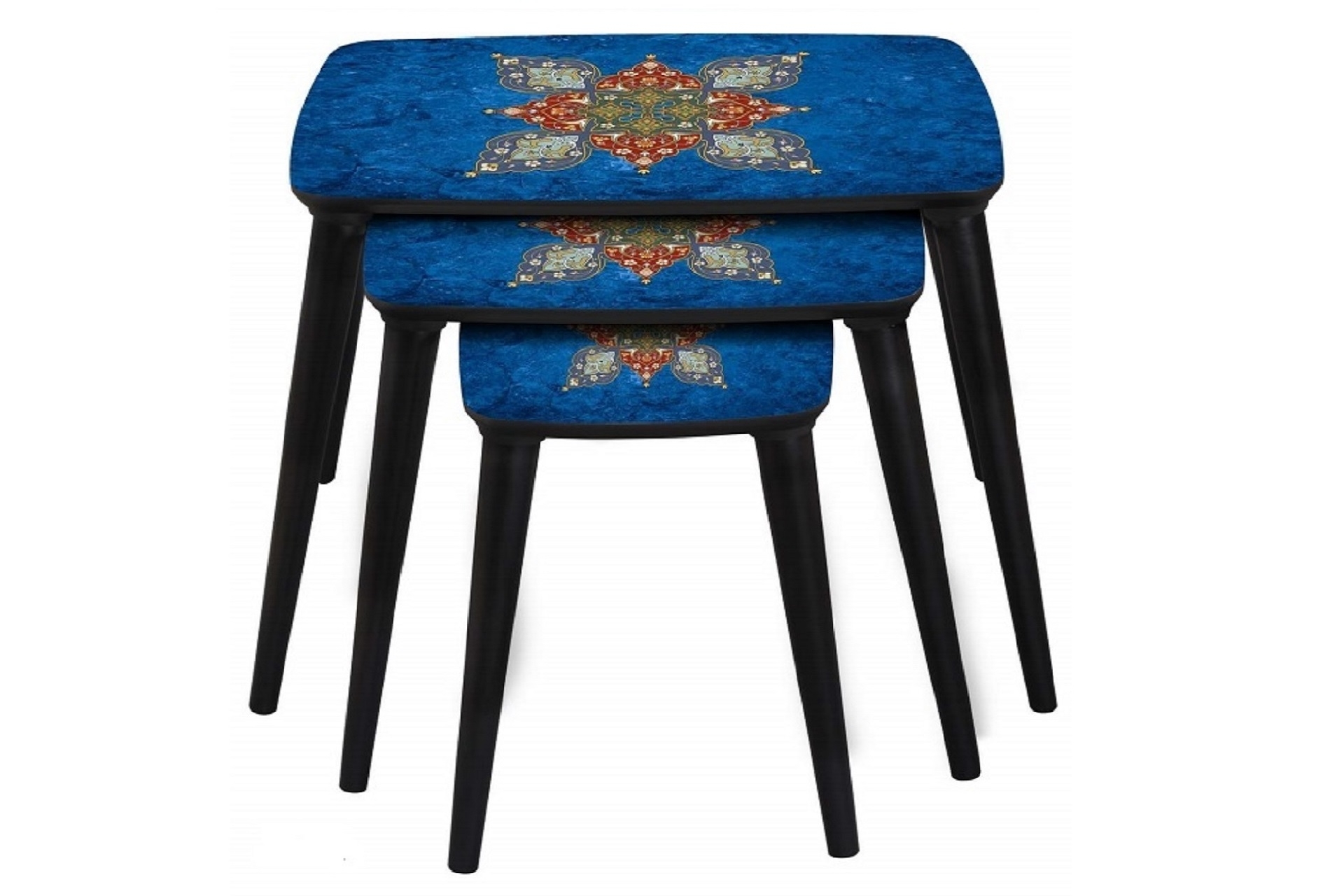 ZERENLAND HİGH GLOSS ZİGON SEHPA, ÜÇLÜ, PARLEMENT MAVİ FİYATI - Vivense