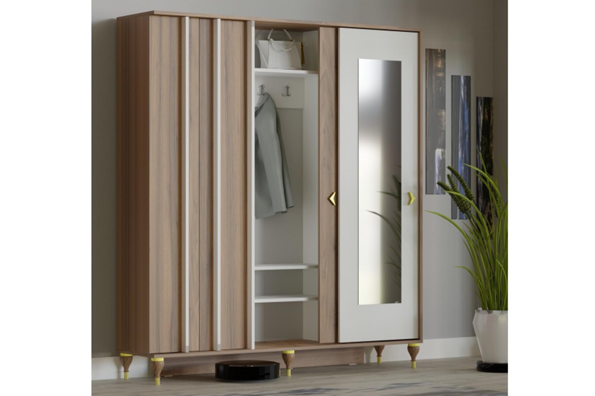 VİLZA PORTMANTO, SÜRGÜ KAPAKLI AYNALI, CEVİZ,BEYAZ FİYATI - Vivense