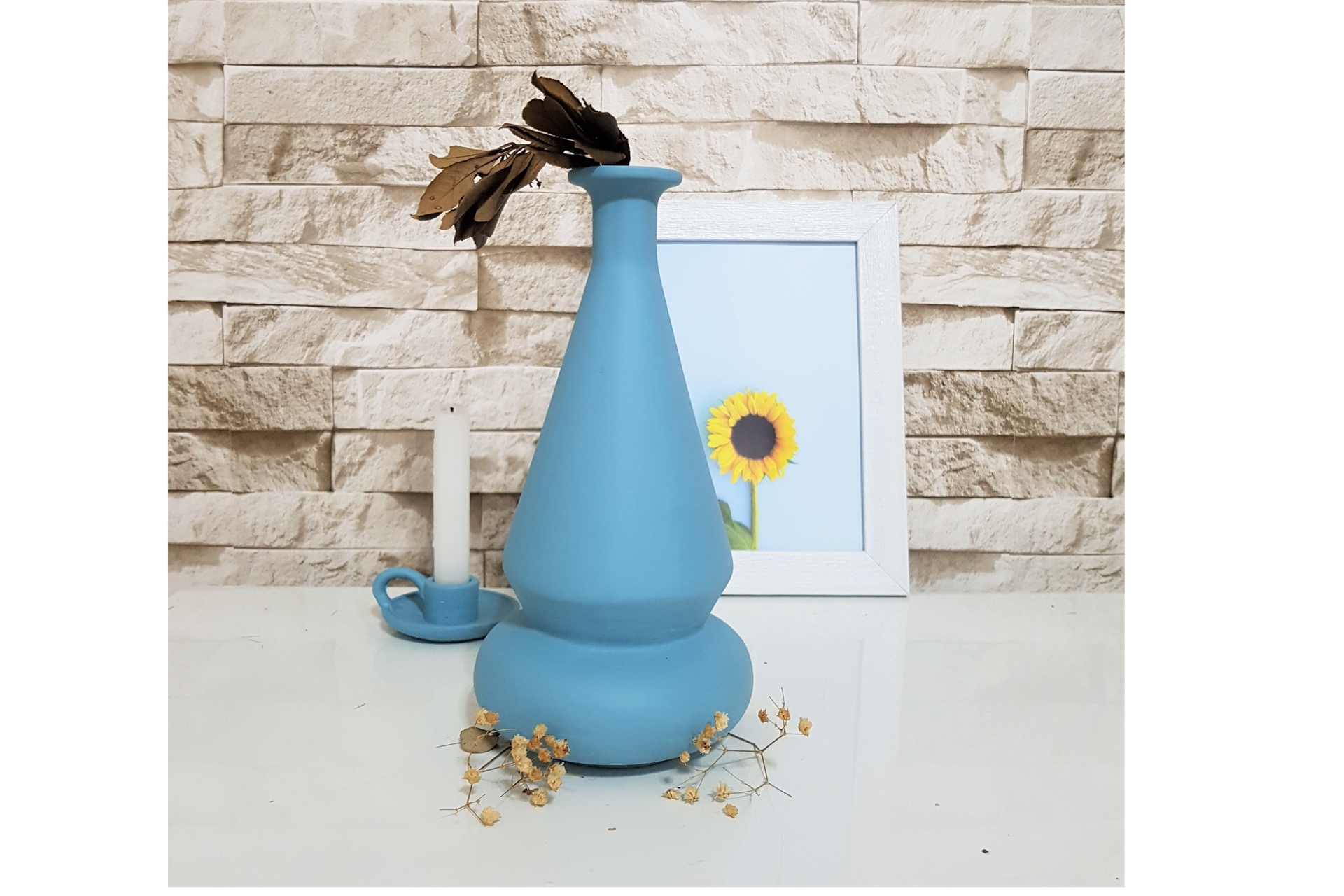 LİVAVA SOLFEJ SERAMİK VAZO, MAVİ, 27X14