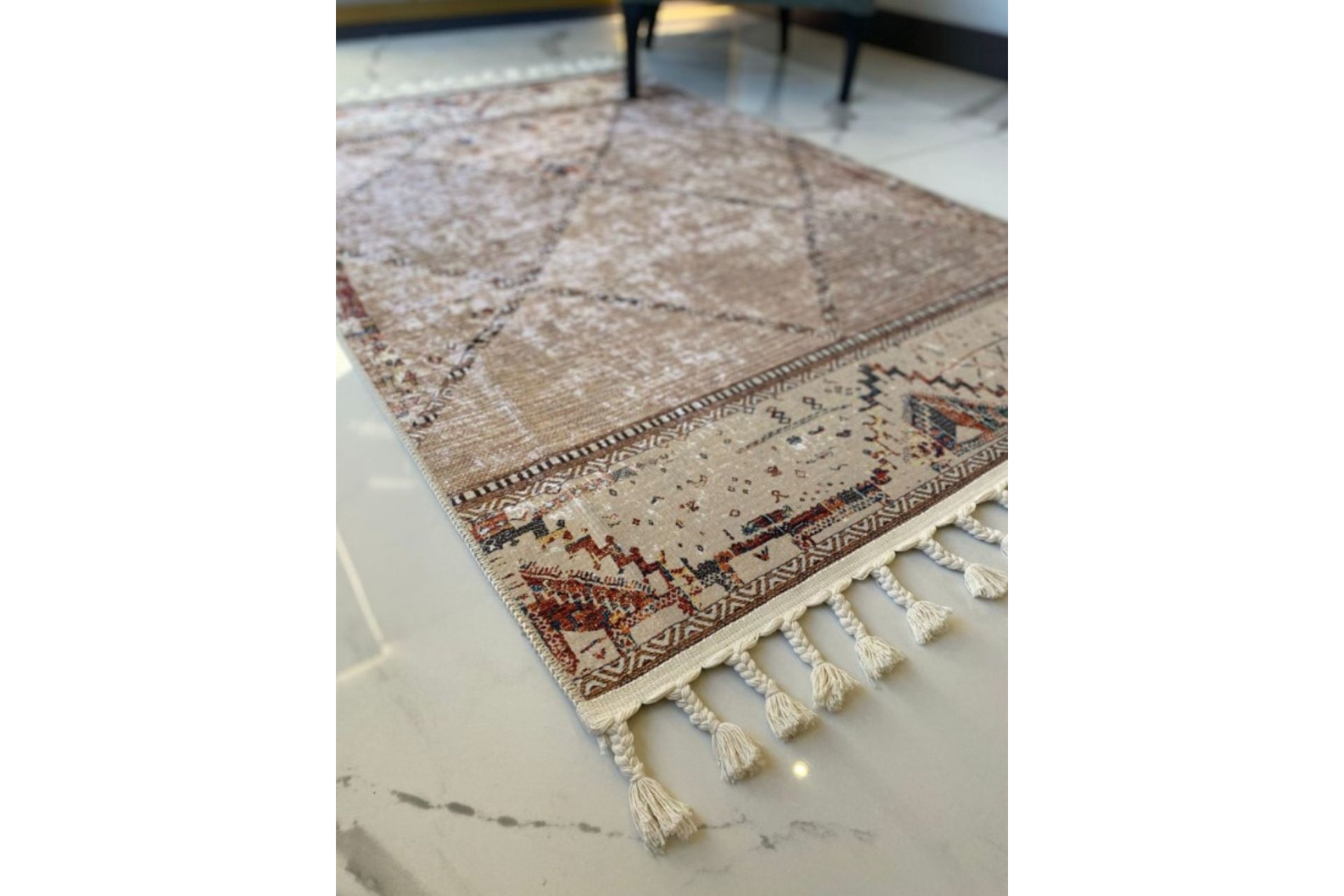 HALIMAX DARA 205 KAYMAZ DOKUMA TABANLI ÖRGÜ SAÇAKLI MODERN HALI, MULTİ ...