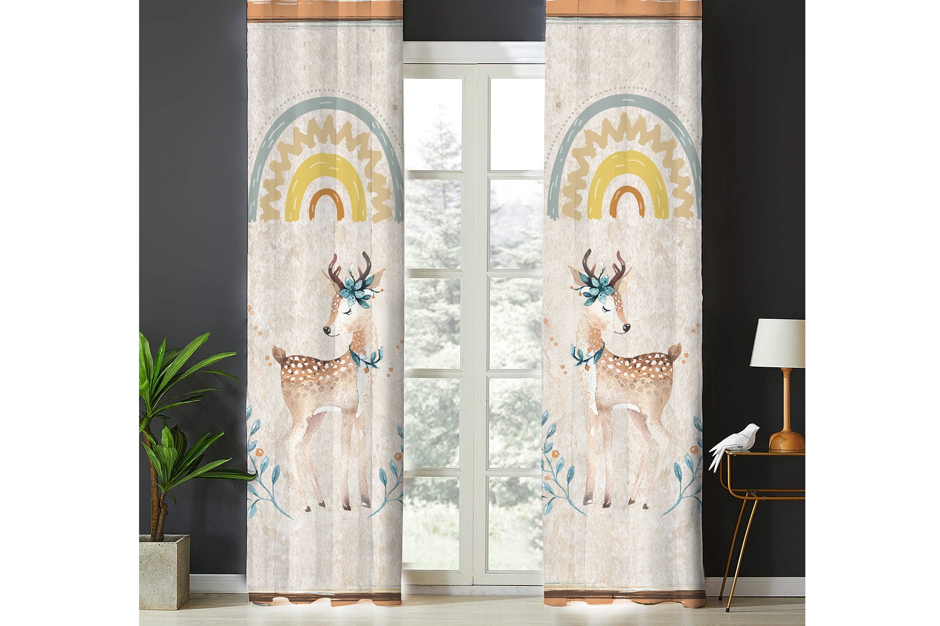 EXPRES PERDE RENKLİ WİLD ANİMAL İSKANDİNAV HAYVAN FİGÜRLÜ ÇOCUK ODASI ...