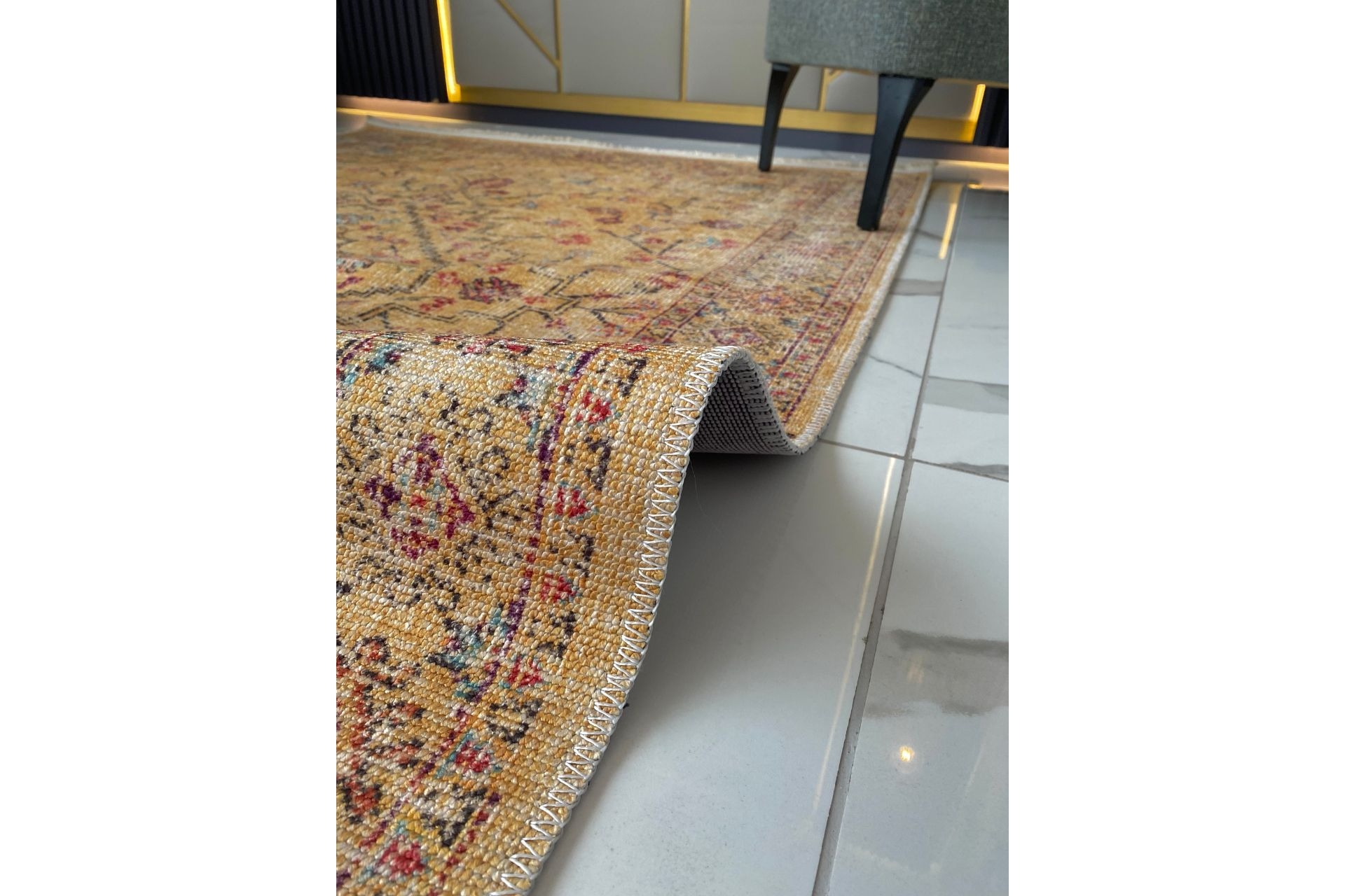 HALIMAX ŞÖNİL KİLİM 650, VİNTAGE ESKİTME DESENLİ, SARI, 80X150 FİYATI ...