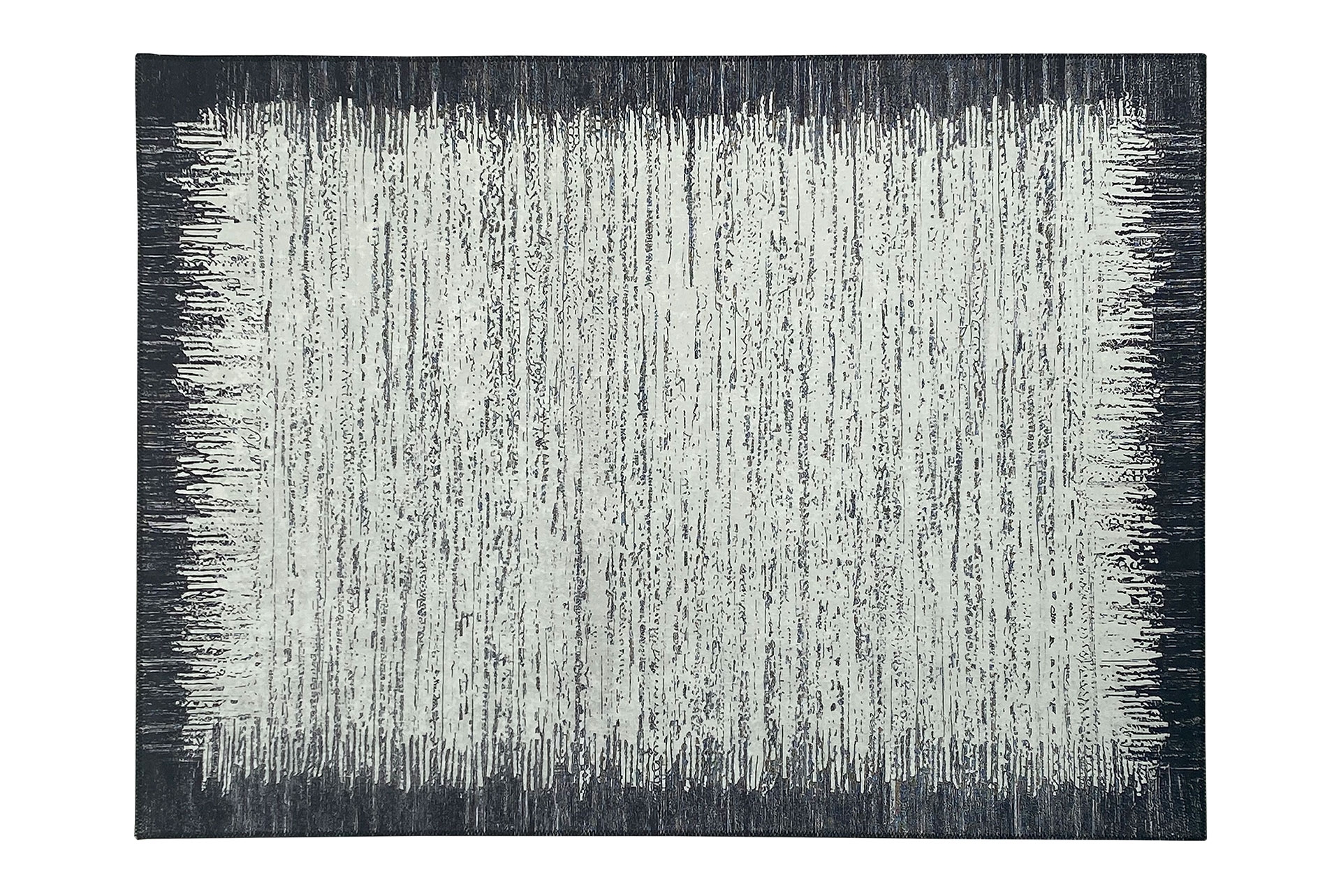 MODERN HALI, YAĞMUR BORDÜR DESENLİ, SİYAH BEYAZ, 80X50