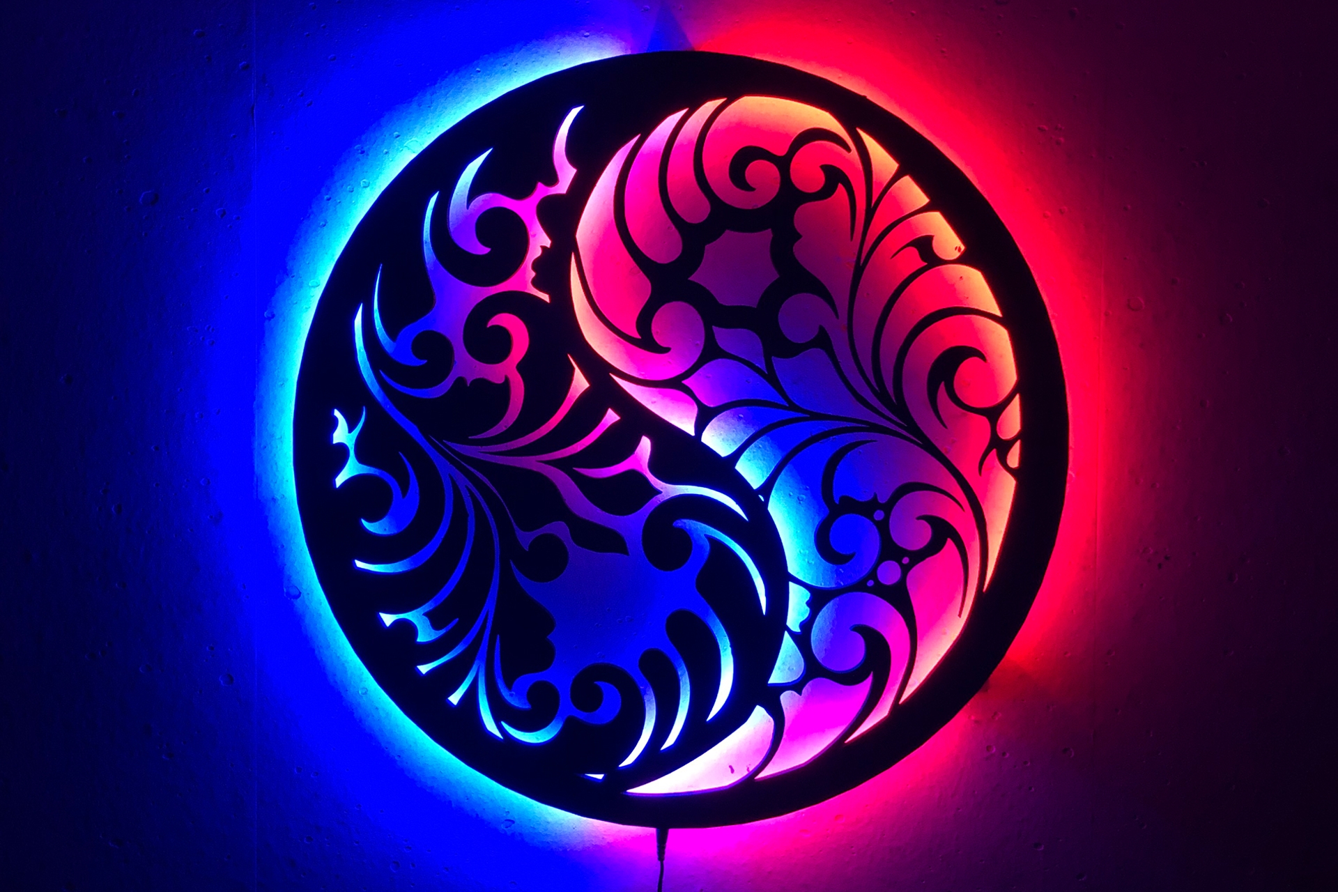 DEKORATİF YIN-YANG LED IŞIKLI TABLO