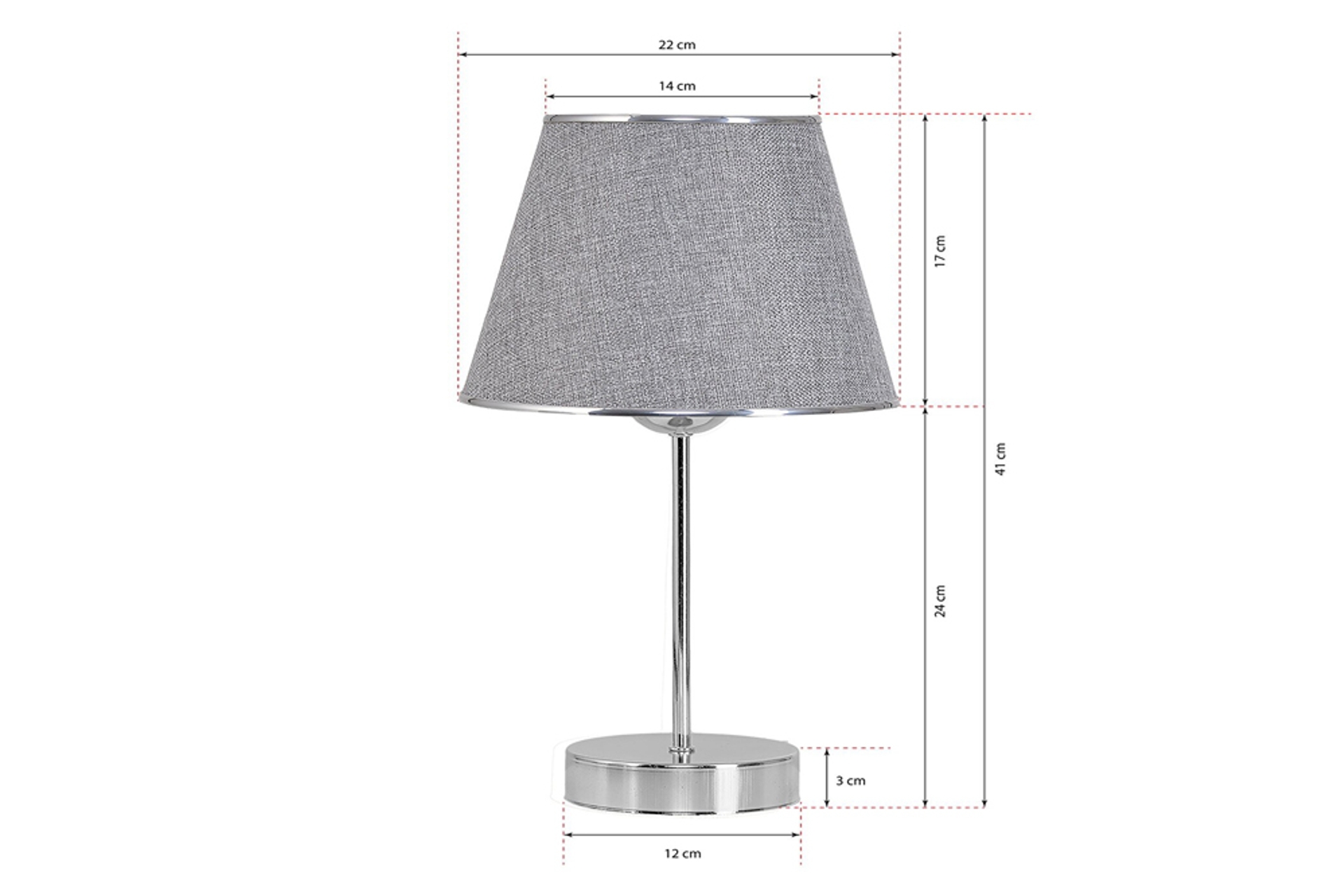 EVLİGHT YESNA METAL AYAKLI KROM ABAJUR MASA LAMBASI, GRİ