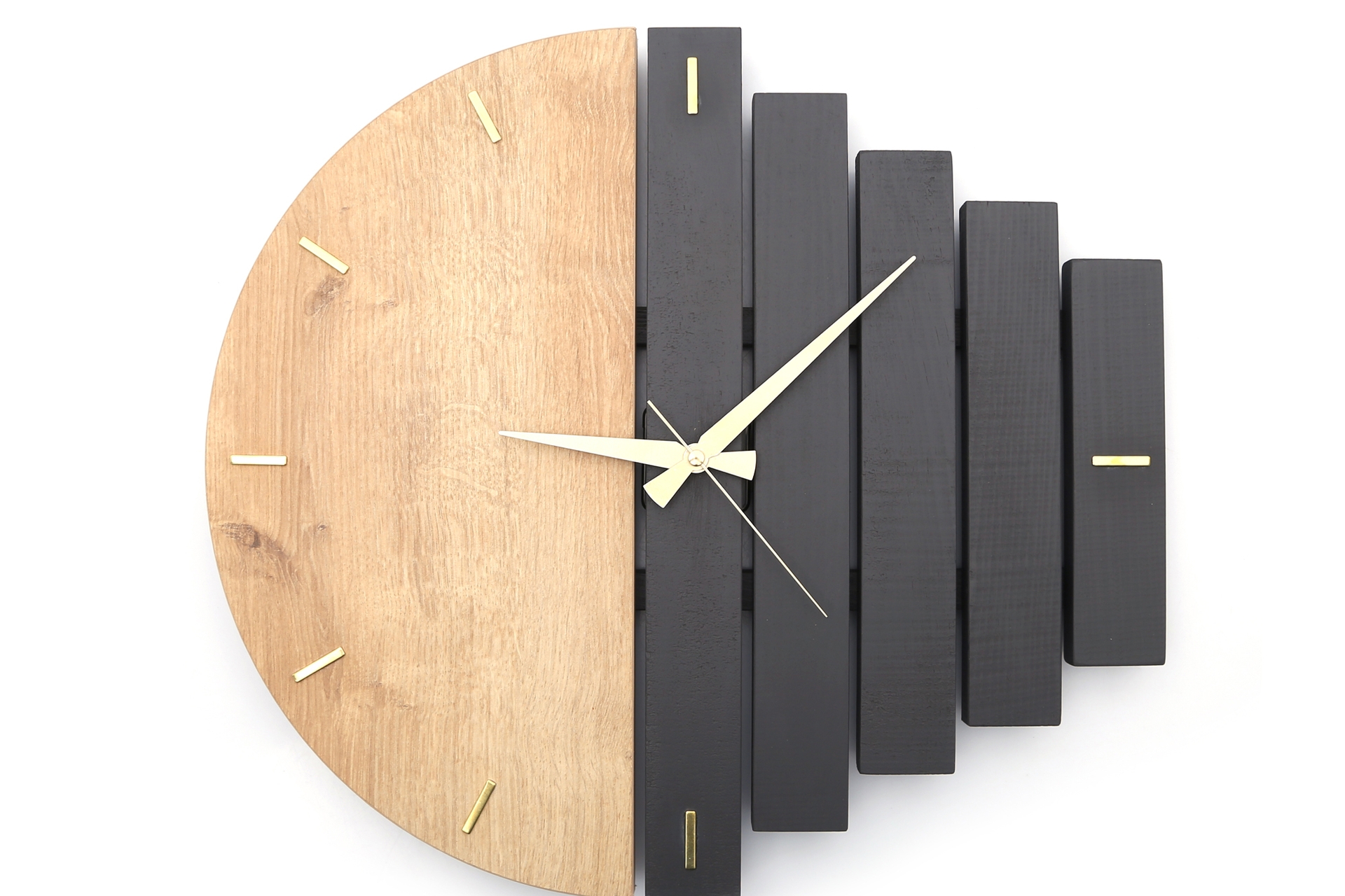 WOODEN SECTİONS MODERN EL YAPIMI DUVAR SAATİ, AHŞAP, GRAFİT, 5028 ...