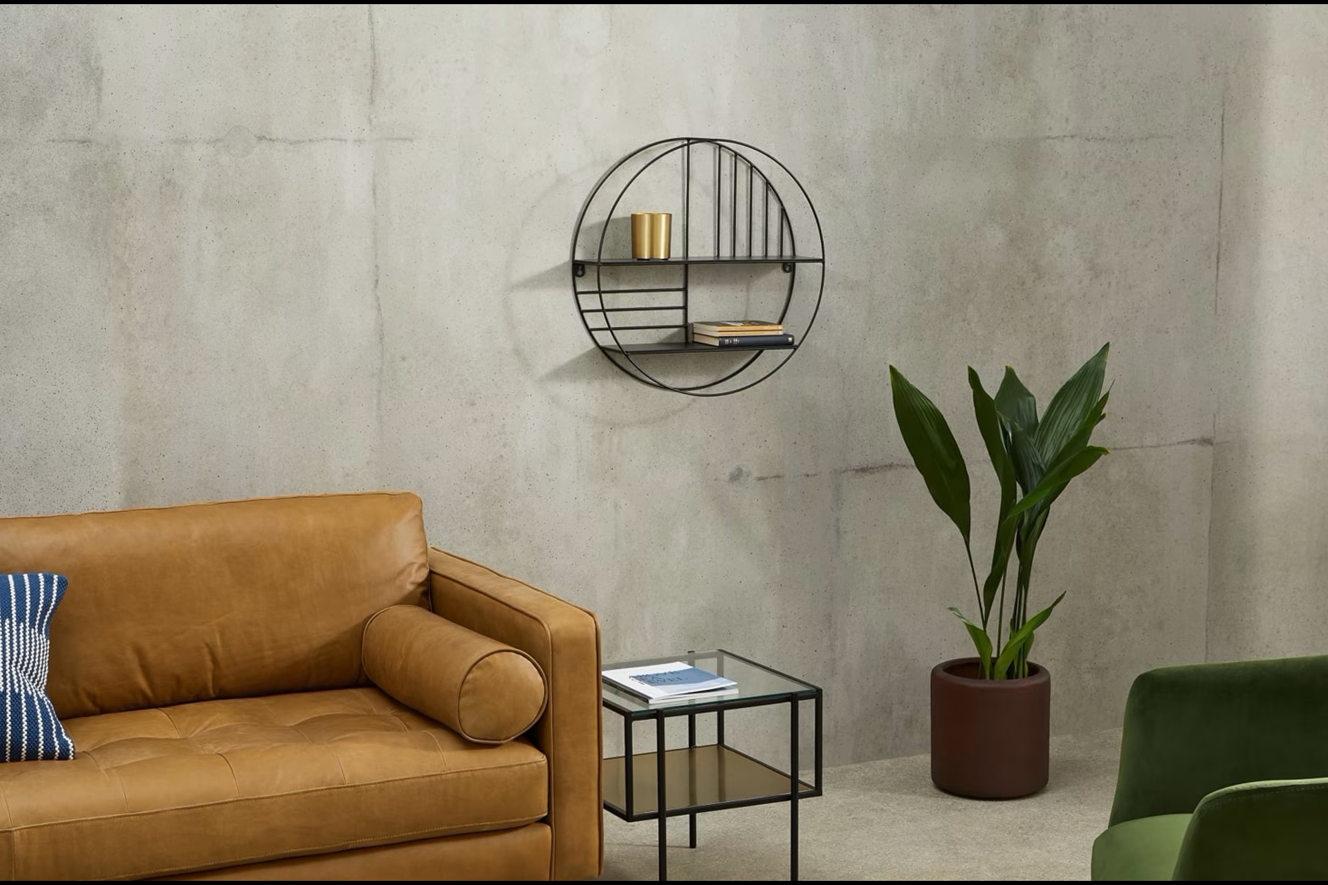 STONE YUVARLAK DUVAR RAFI, SİYAH FİYATI - Vivense