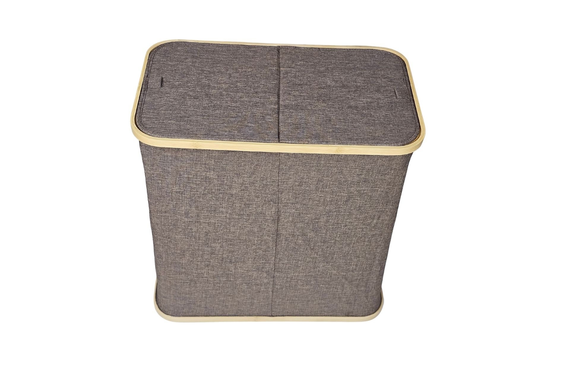 PANALI KATLANIR KAPAKLI BÖLMELİ ÇAMAŞIR SEPETİ, BAMBU, KAHVERENGİ ...