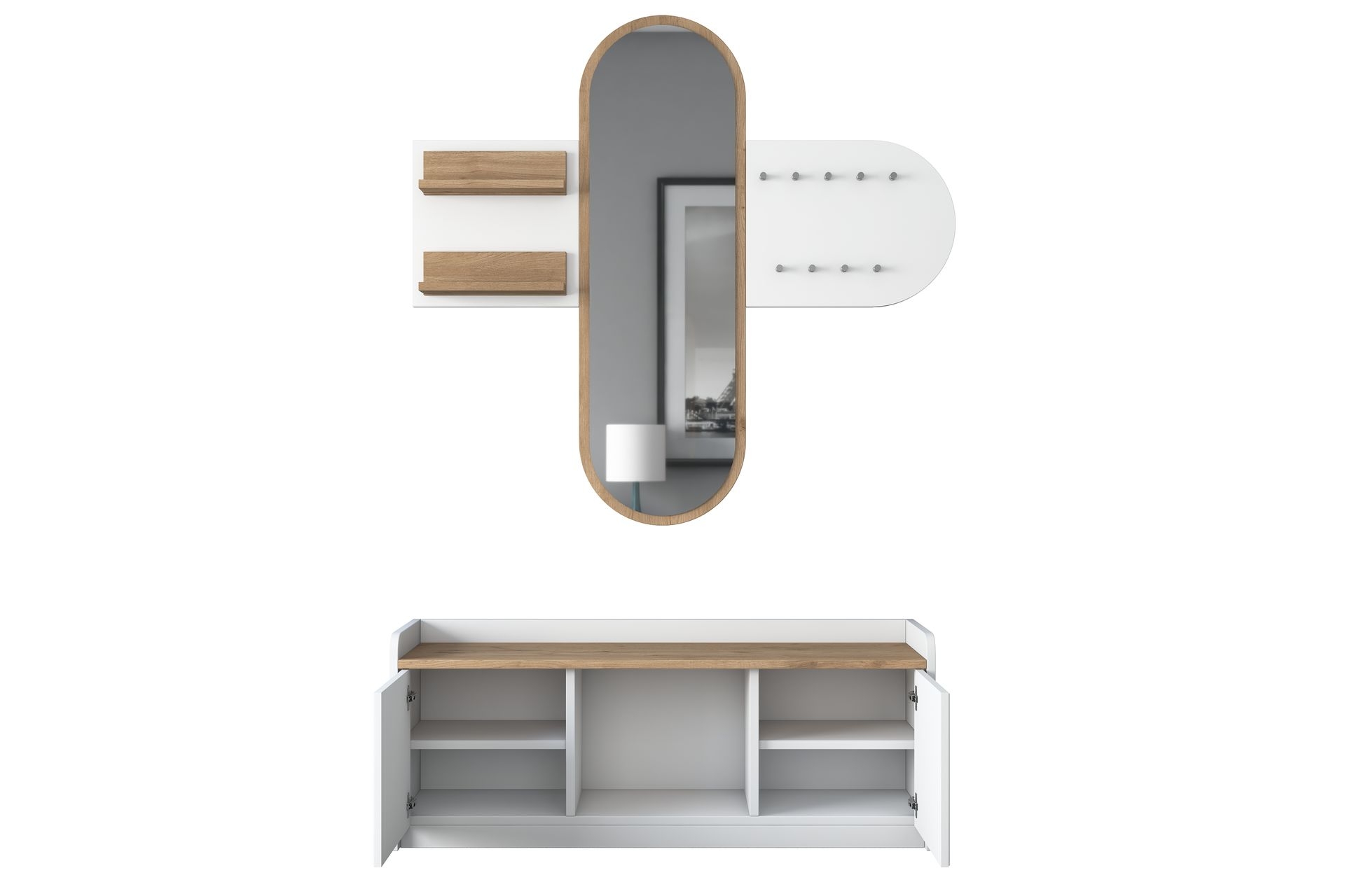 RANİ EE101 AYNALI MODERN PORTMANTO, BEYAZ CEVİZ FİYATI - Vivense