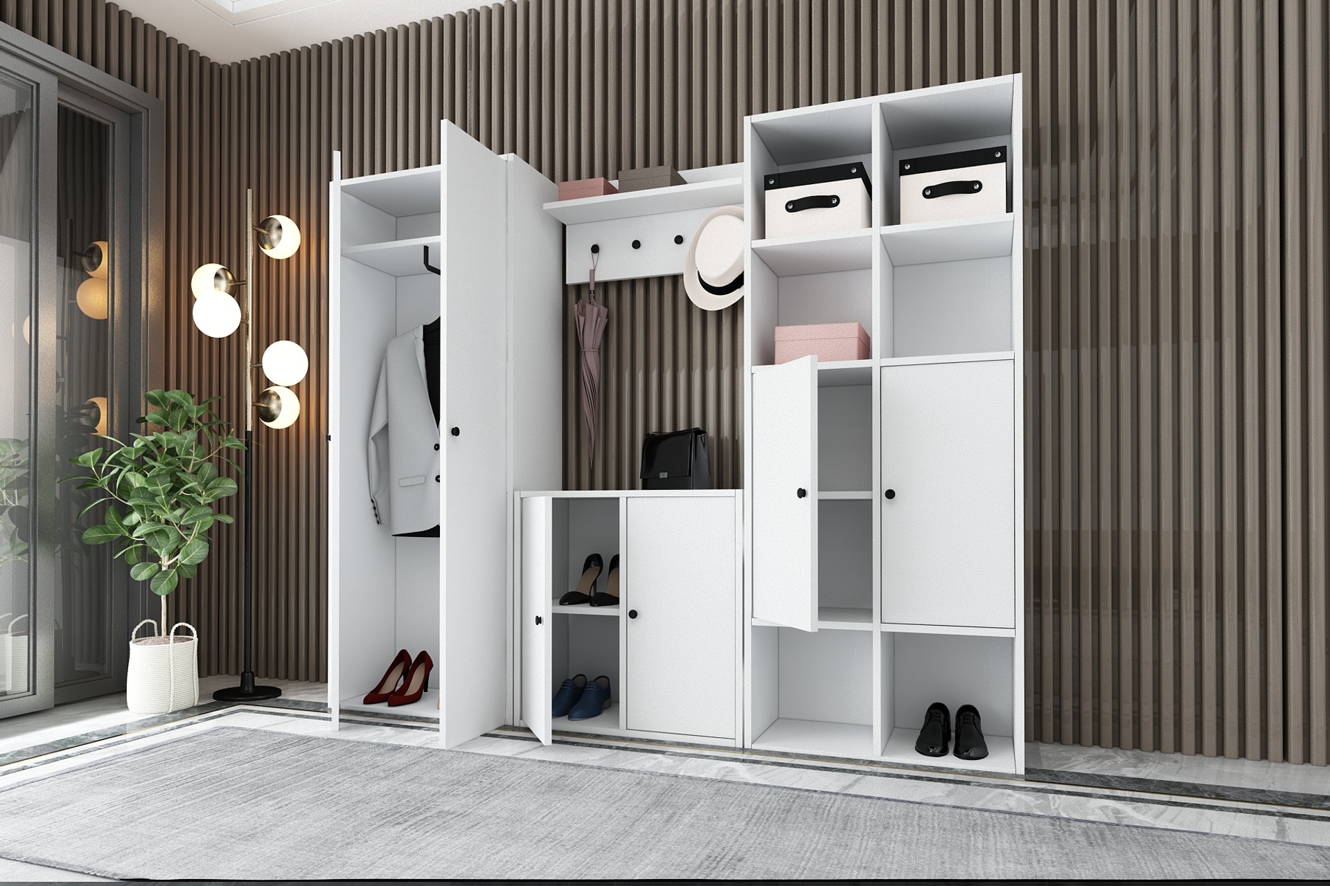 LEONARDO PORTMANTO VESTİYER 255, DOLAPLI, BEYAZ, 163 CM VST1032