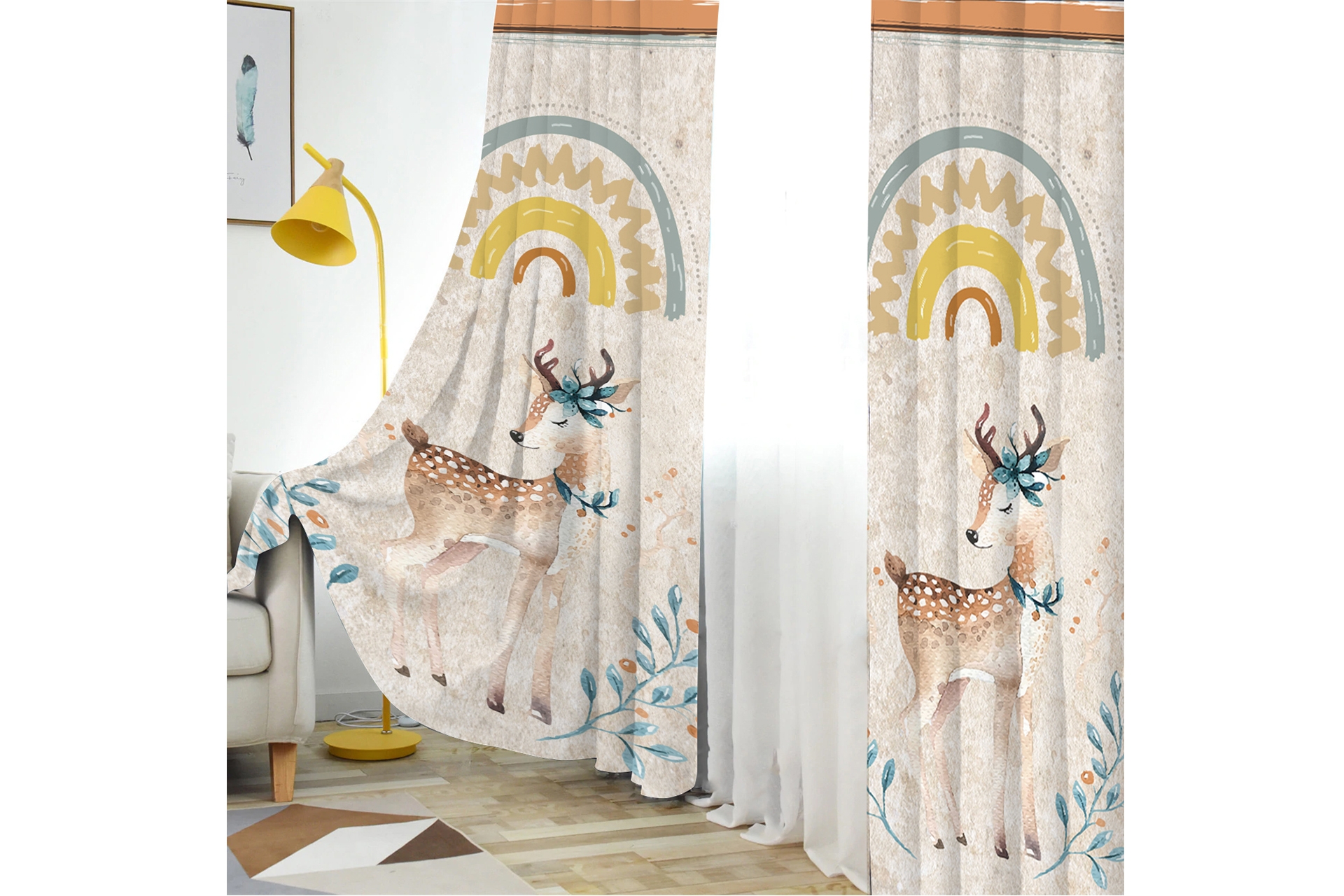 EXPRES PERDE RENKLİ WİLD ANİMAL İSKANDİNAV HAYVAN FİGÜRLÜ ÇOCUK ODASI ...