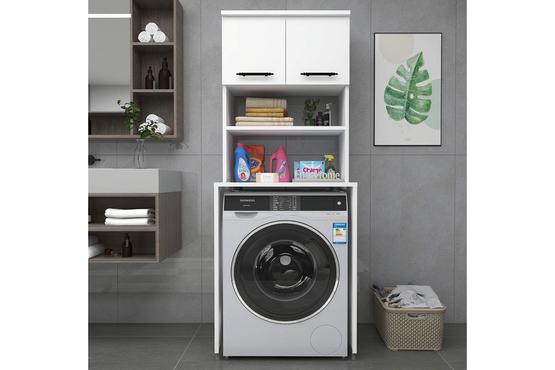 ENDA HOME ÇAMAŞIR MAKİNESİ DOLABI, KAPAKLI, BEYAZ FİYATI - Vivense