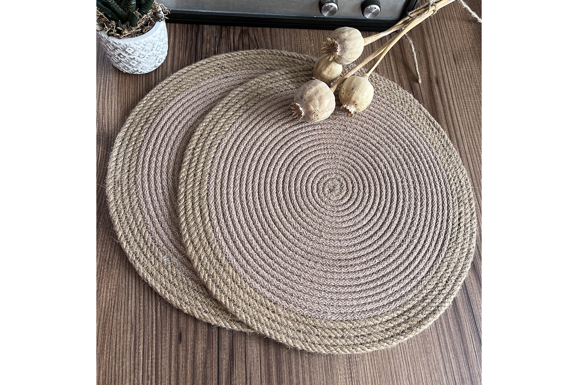 JAPPE İKİLİ HASIR SUPLA, BORDORLÜ SÜTLÜ KAHVE FİYATI - Vivense